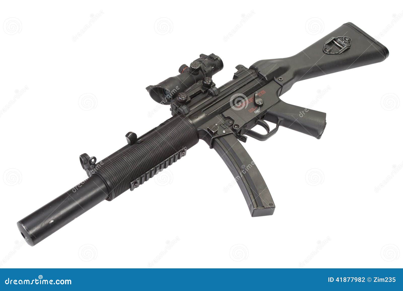 Submachine Gun MP5 with Silencer Stock Photo - Image of mp5k ...