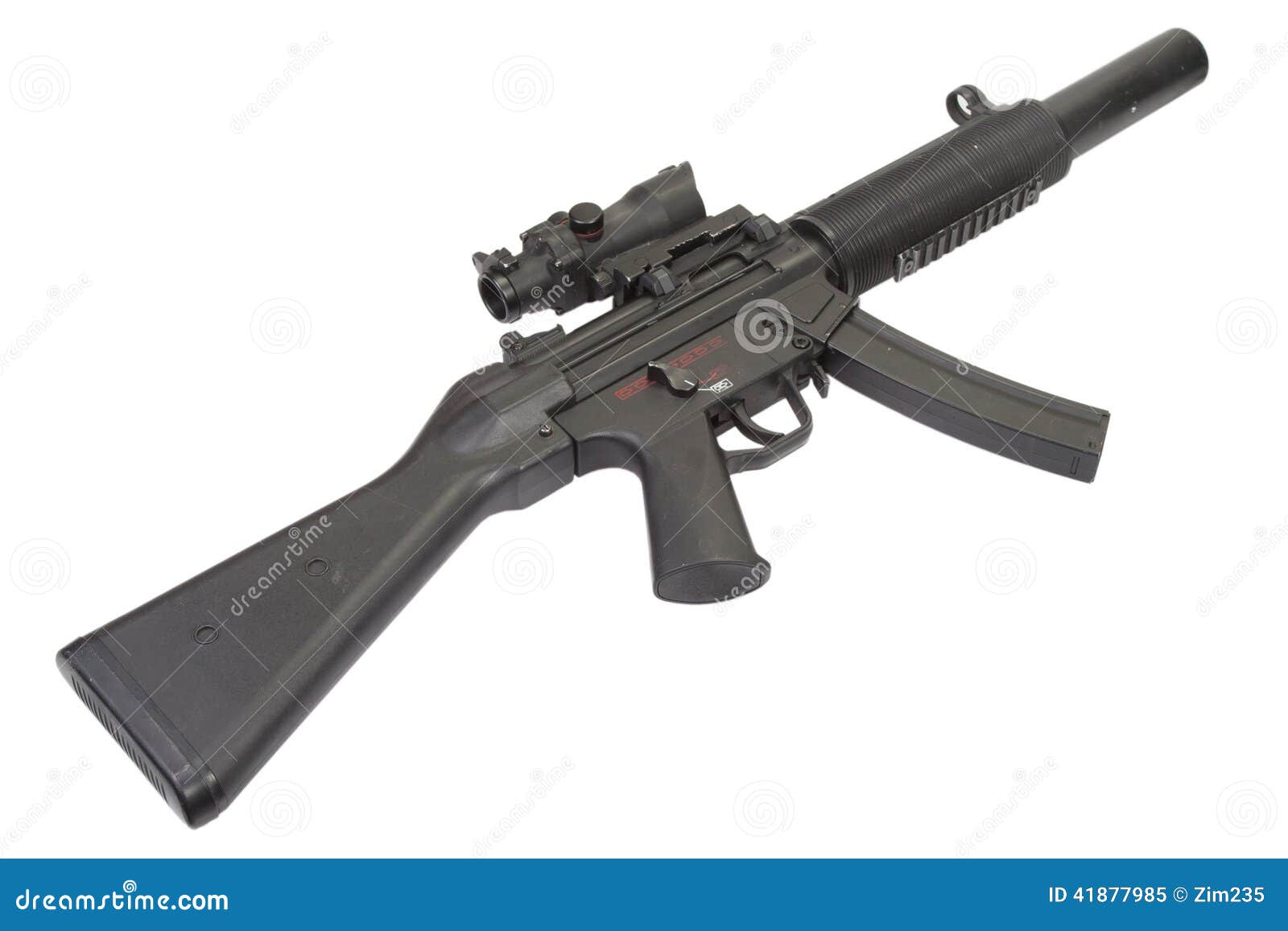 Submachine Gun MP5 with Silencer Stock Image - Image of rock, machine ...