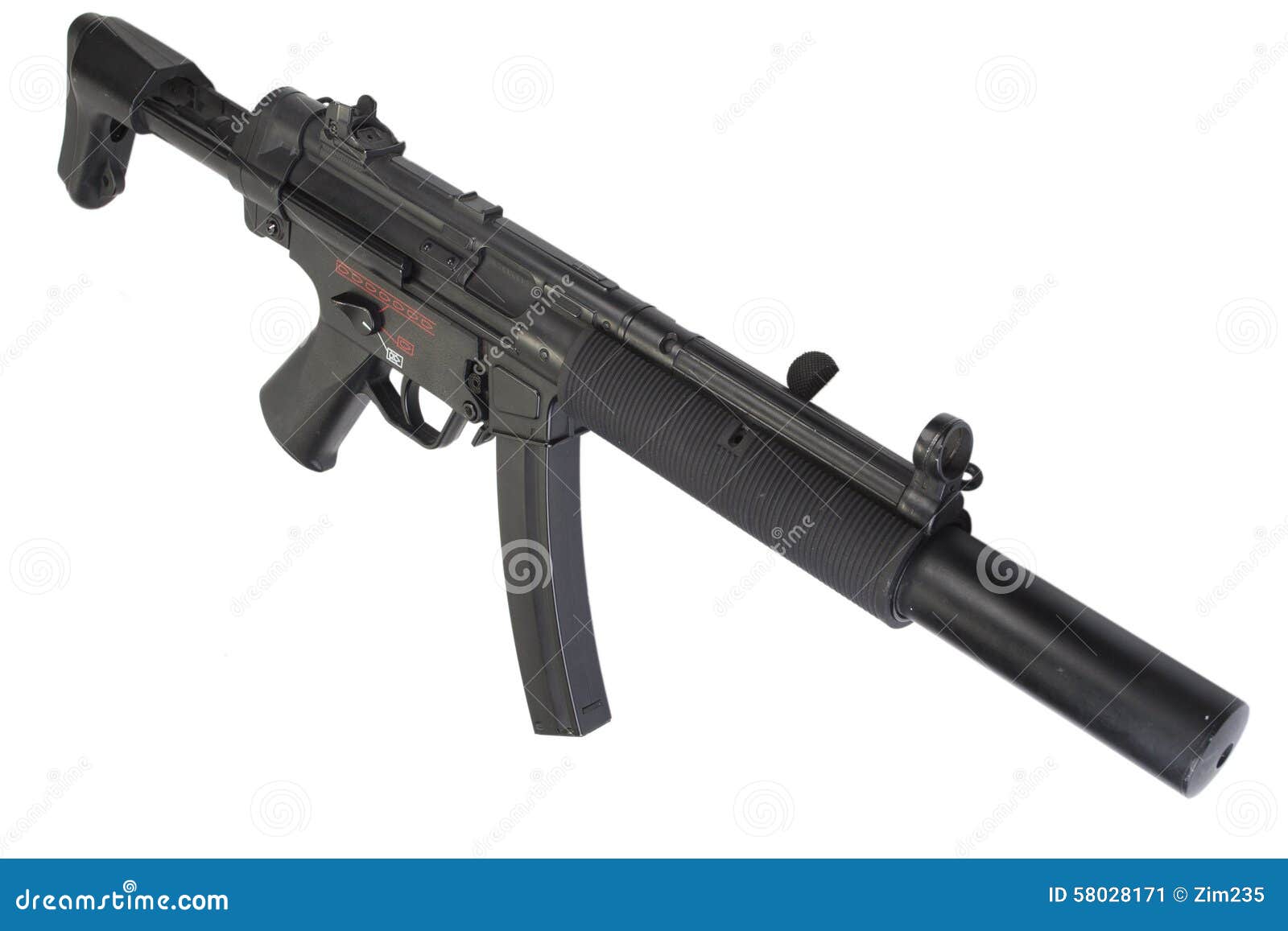Submachine Gun MP5 with Silencer Stock Image - Image of parabellum ...