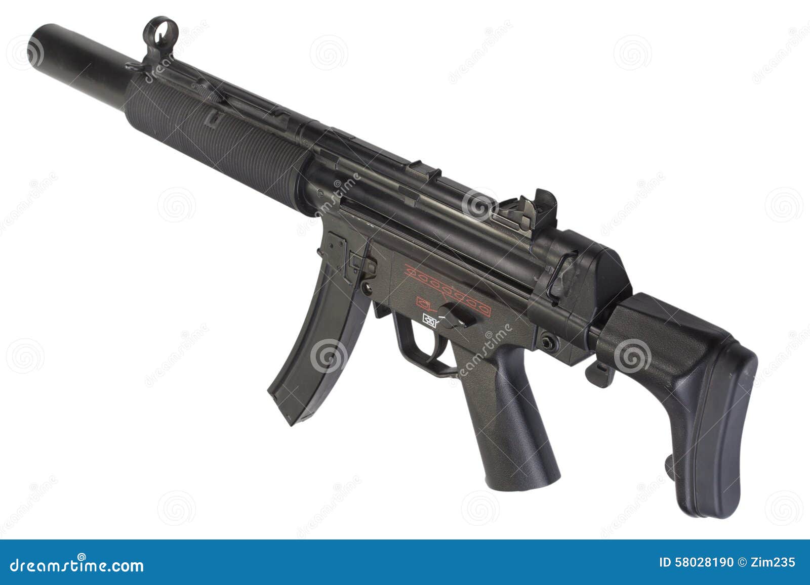 Submachine Gun MP5 with Silencer Stock Photo - Image of isolated, mp5k ...