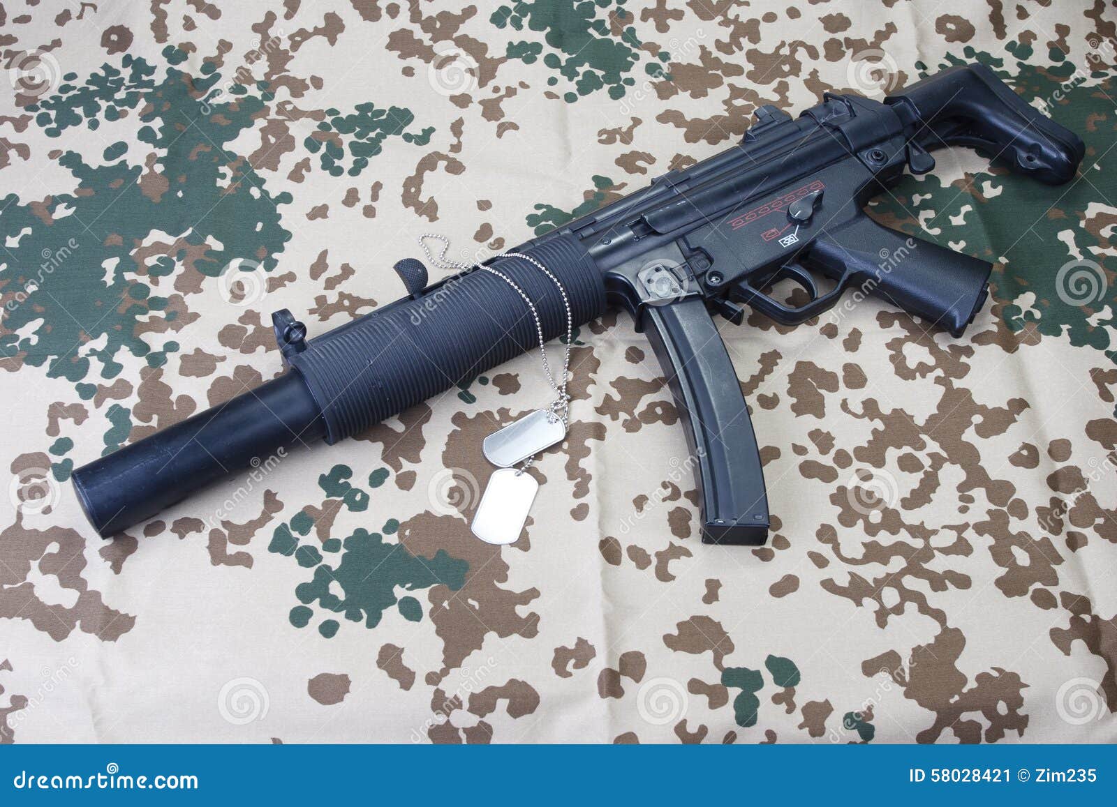 Submachine Gun MP5 with Silencer Stock Image - Image of handgun ...