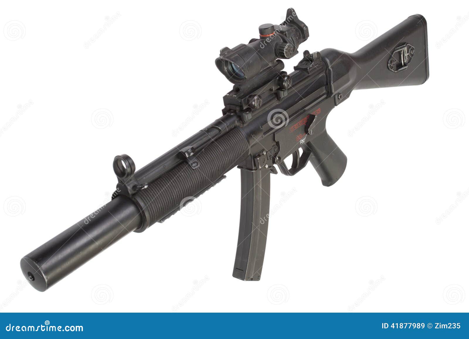 Submachine Gun MP5 with Silencer Isolated Stock Image - Image of shot ...