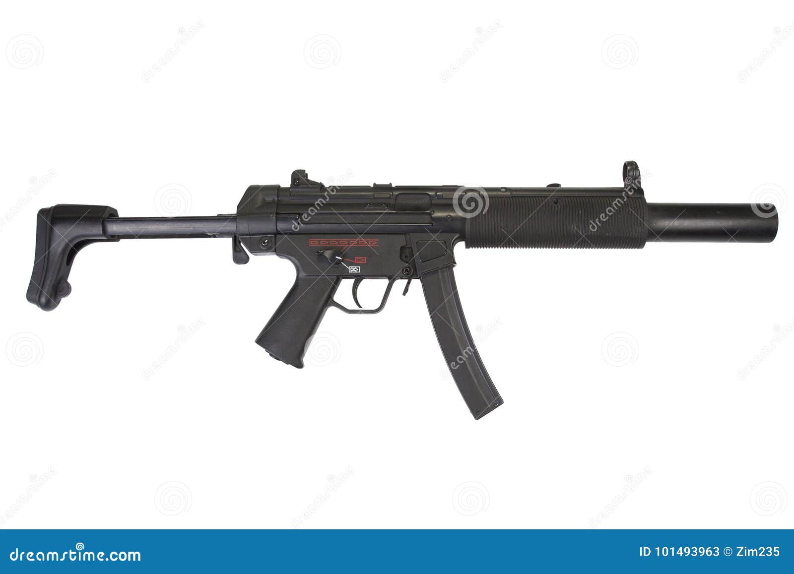 Submachine Gun MP5 with Silencer Stock Image - Image of shot, supressor ...
