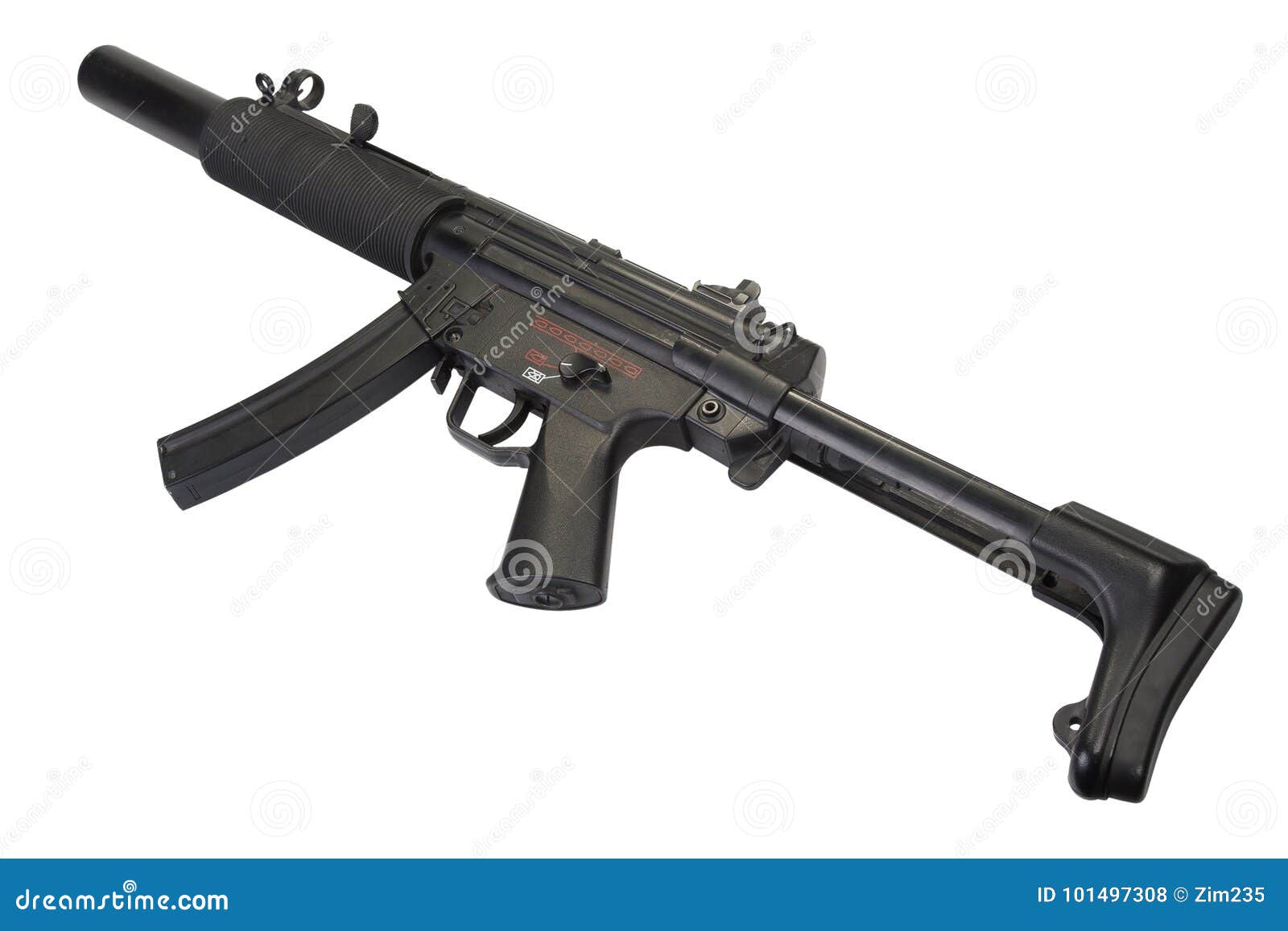 Submachine Gun MP5 with Silencer Stock Photo - Image of firearms, task ...