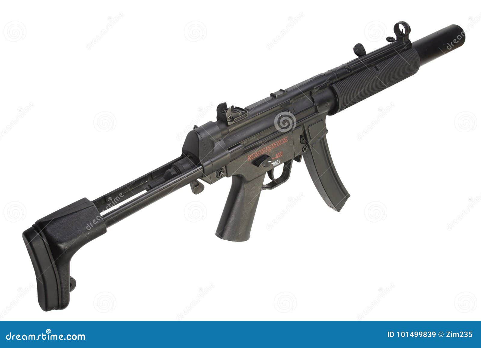 Submachine Gun MP5 with Silencer Stock Image - Image of force ...