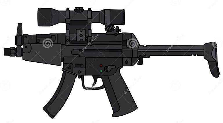Submachine Gun with an Optical Sight Stock Vector - Illustration of ...