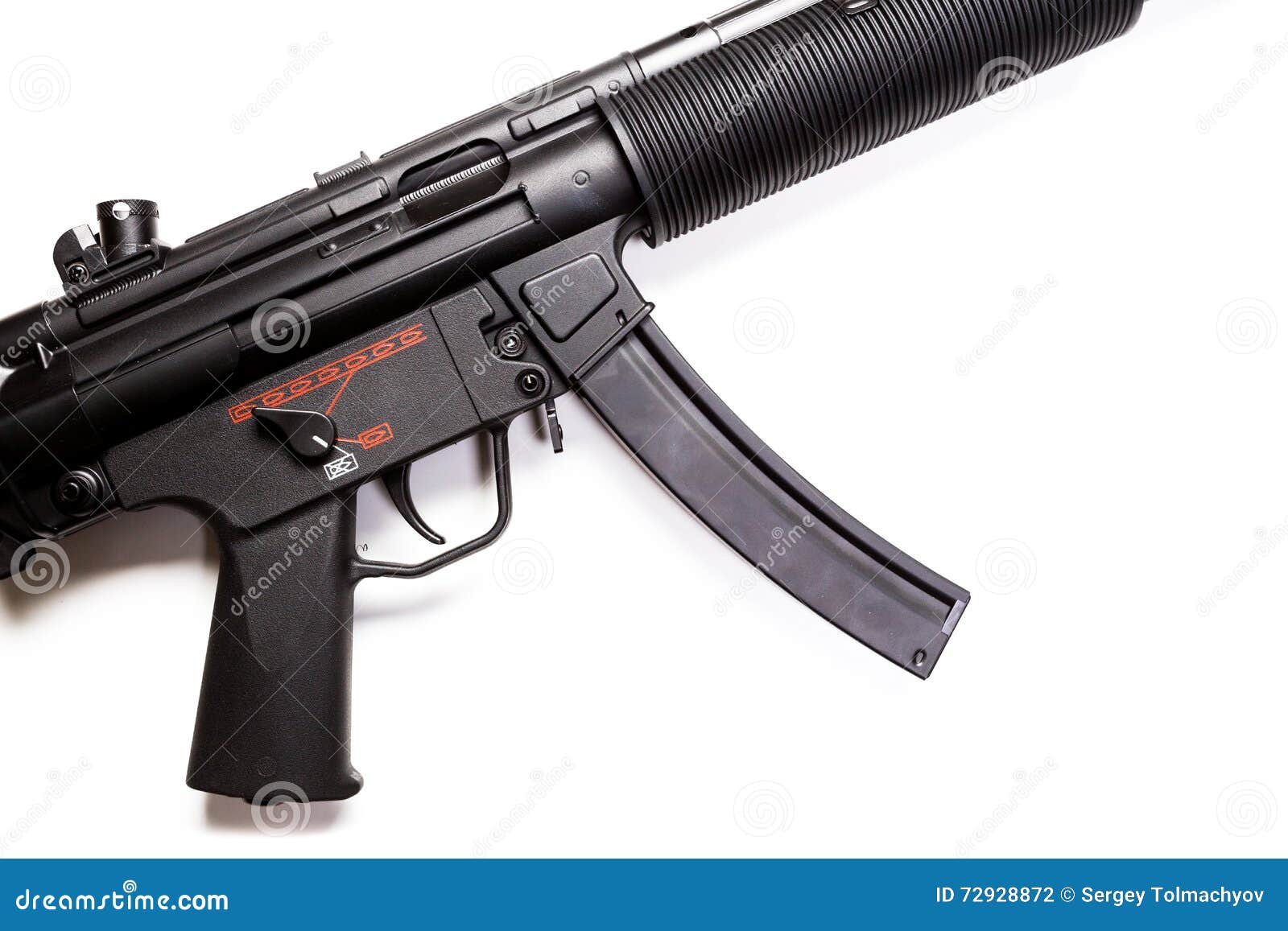 Submachine Gun with Silencer Stock Photo - Image of silencer, white ...