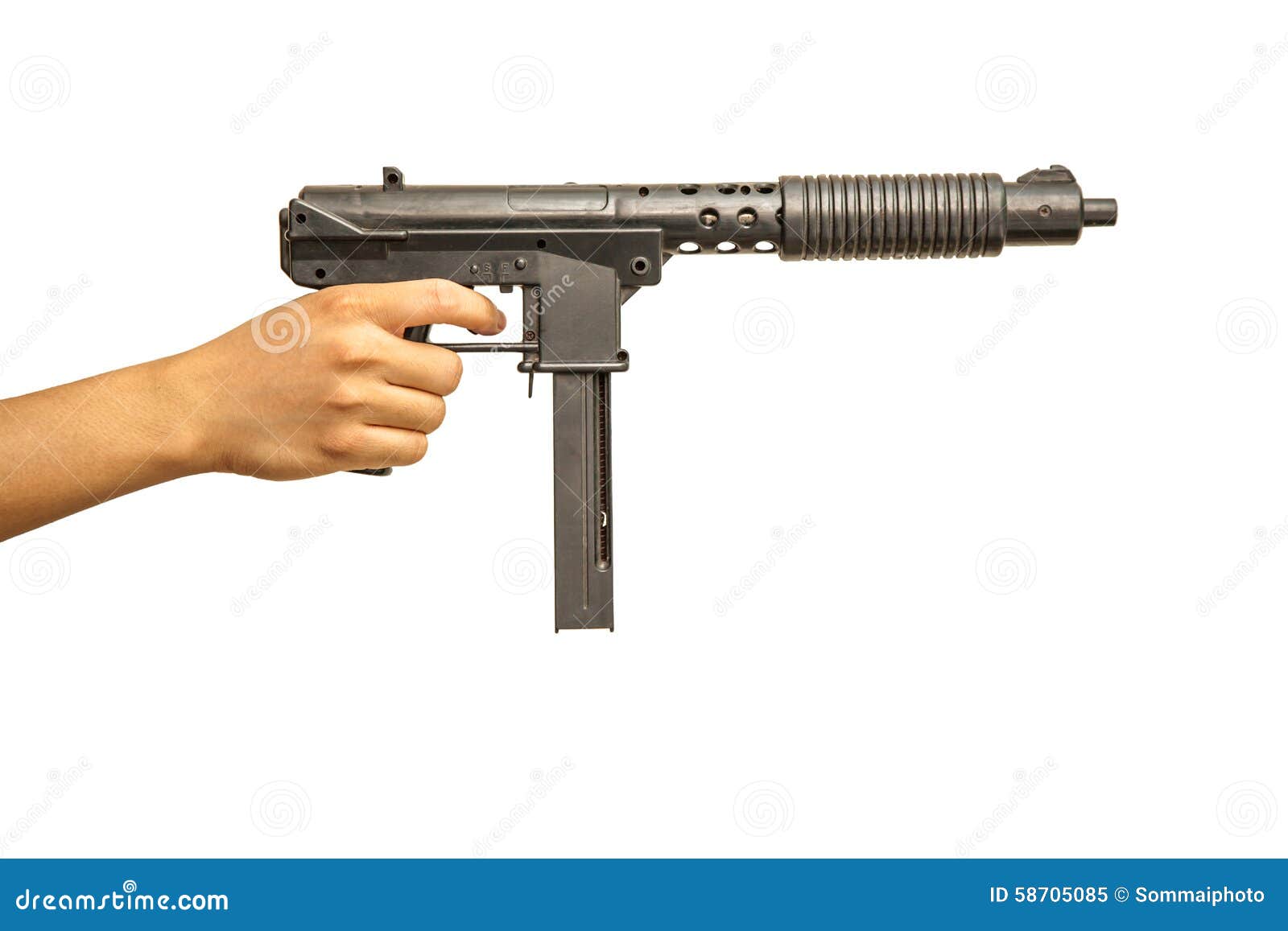 Submachine gun stock image. Image of isolated, machine - 58705085