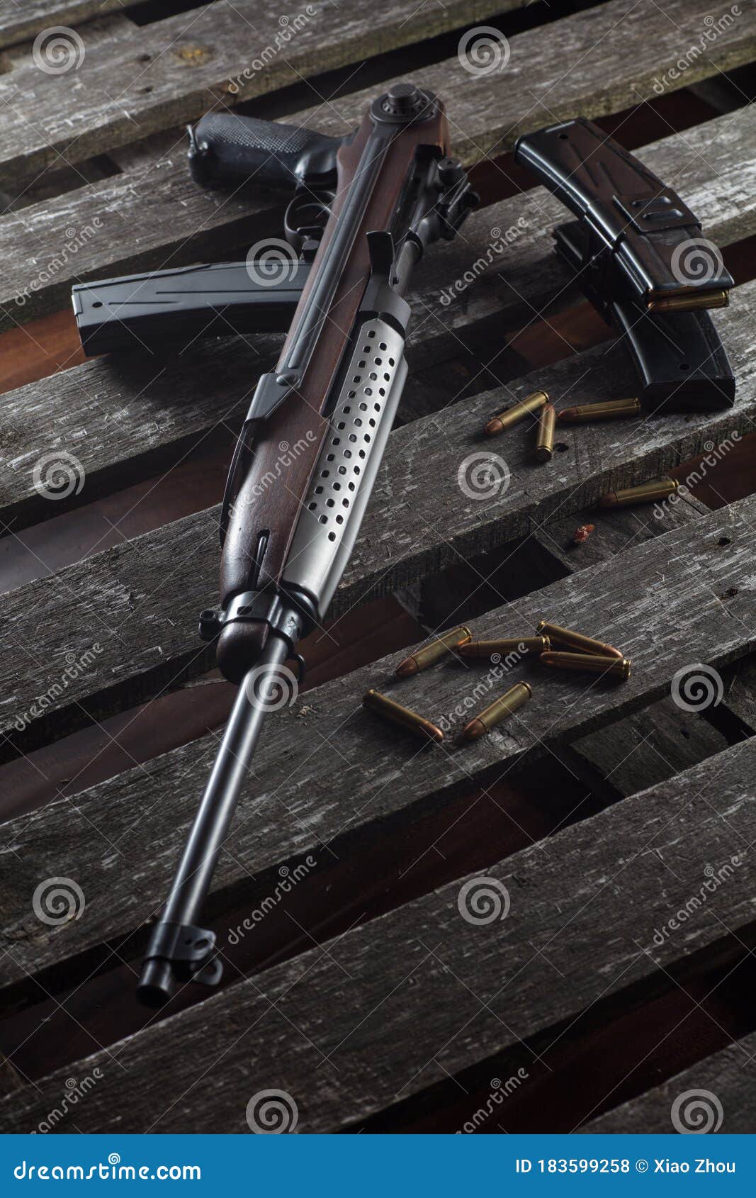 Submachine guns stock photo. Image of bullet, metal - 183599258