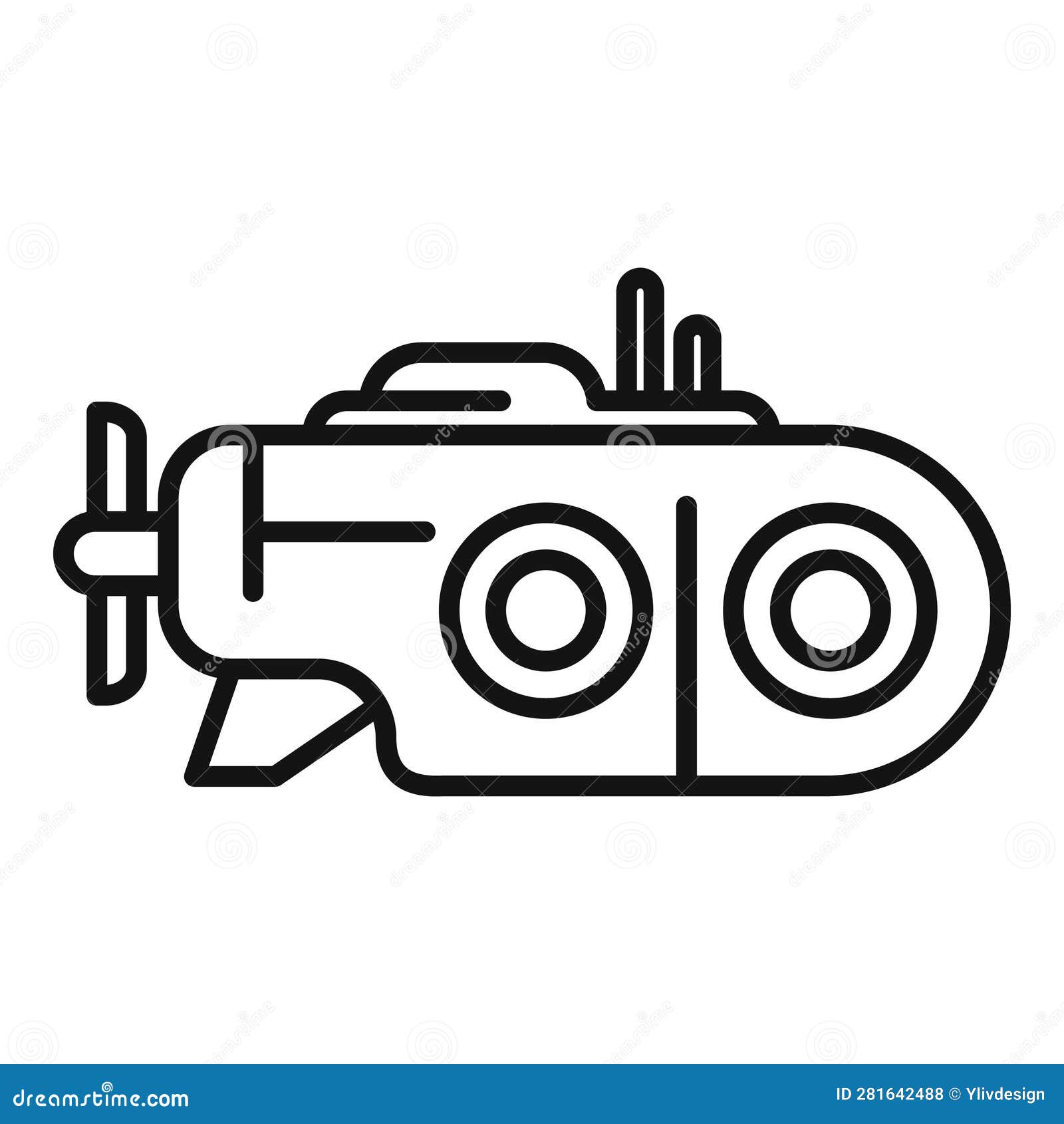 Submarine Boat Line Icon Cartoon Vector | CartoonDealer.com #216476361