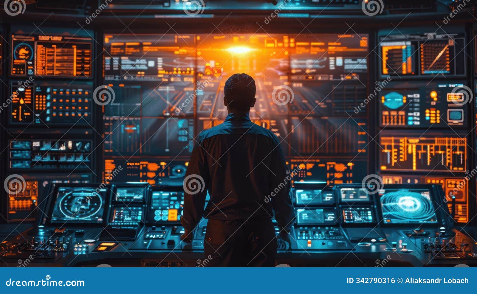 A Submarine Captain Monitors the Situation in the Control Room ...