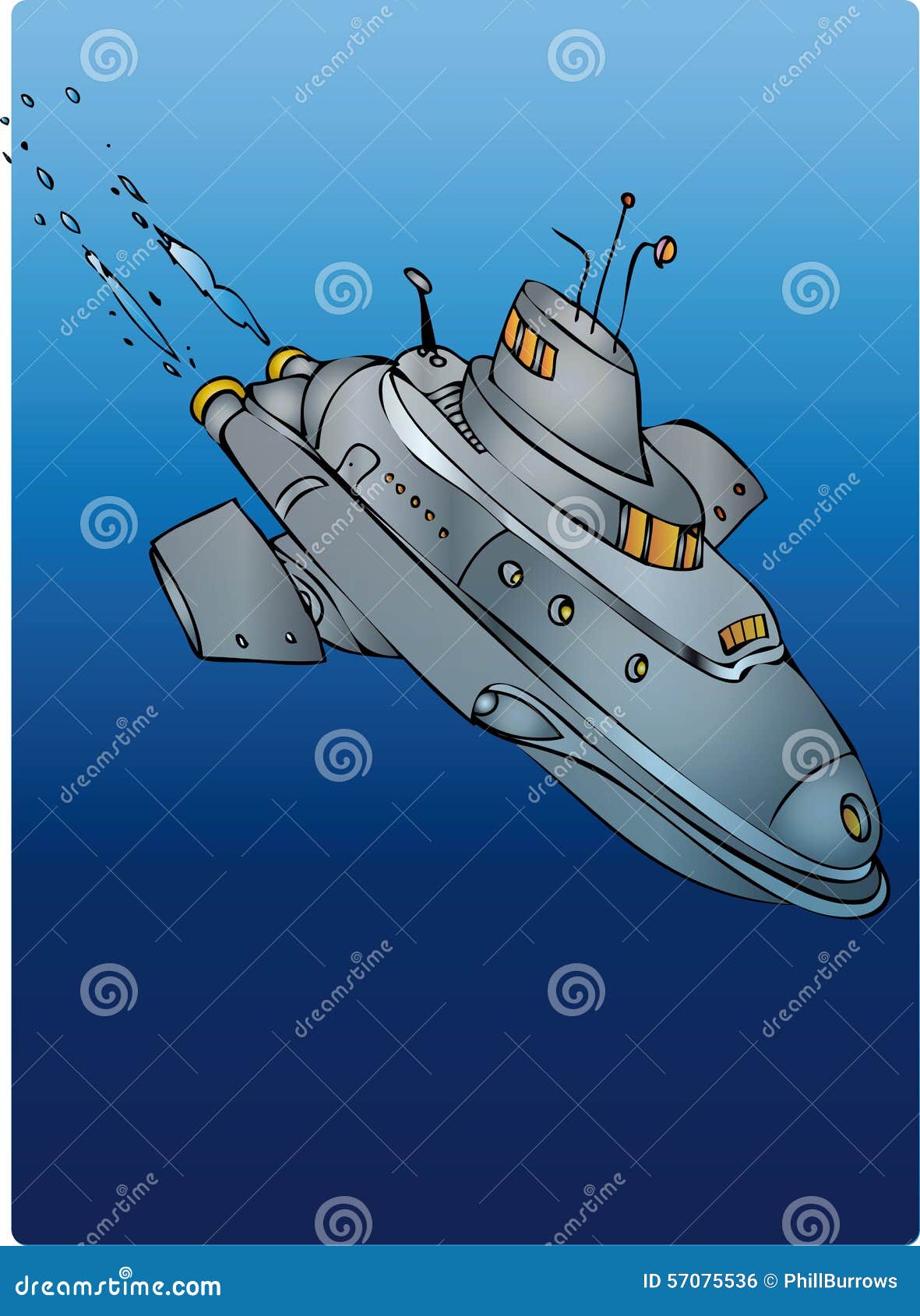Submarine Vector Illustration | CartoonDealer.com #57075536