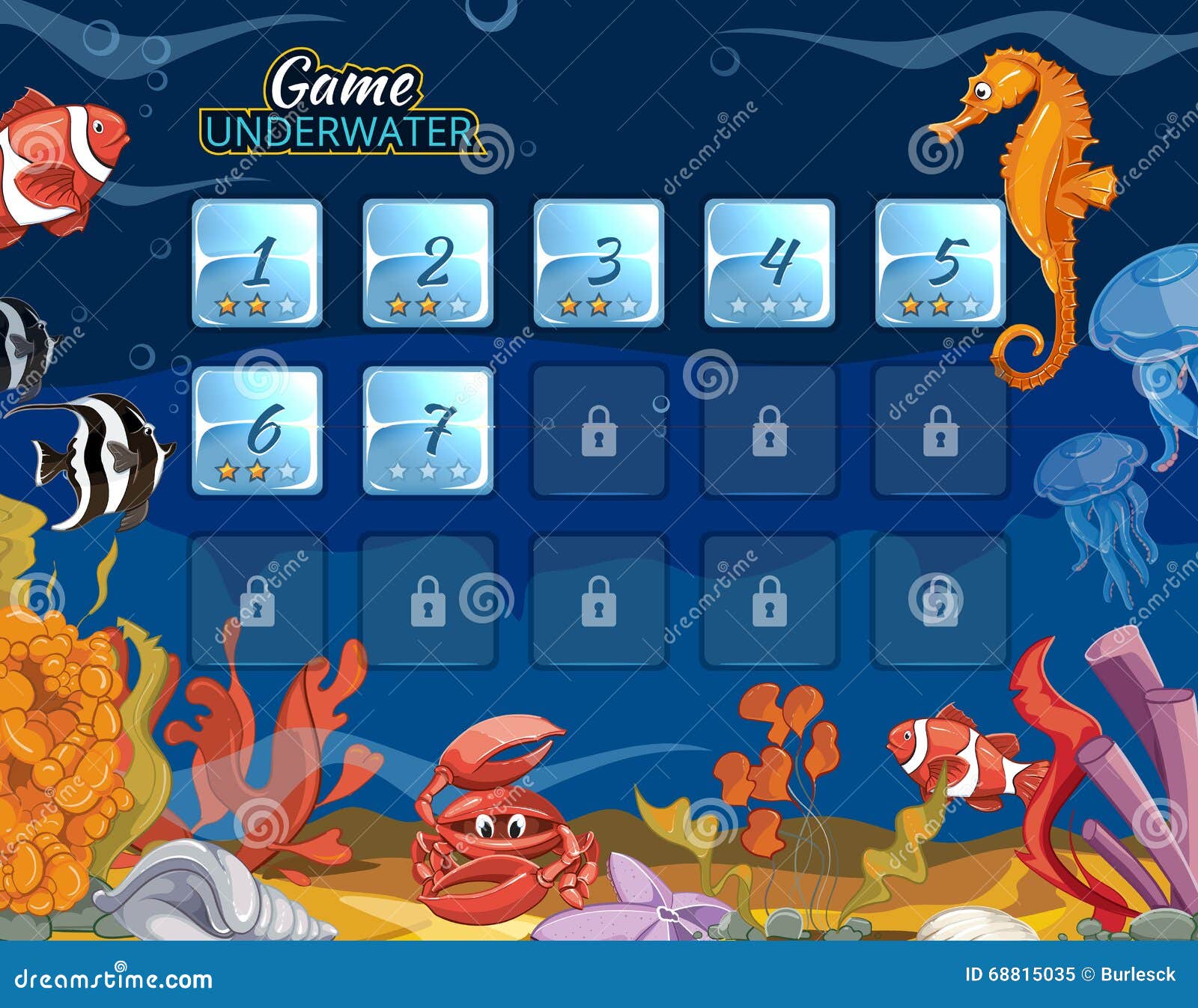 Computer Game Menu Interface Cartoon Collection Vector Illustration ...