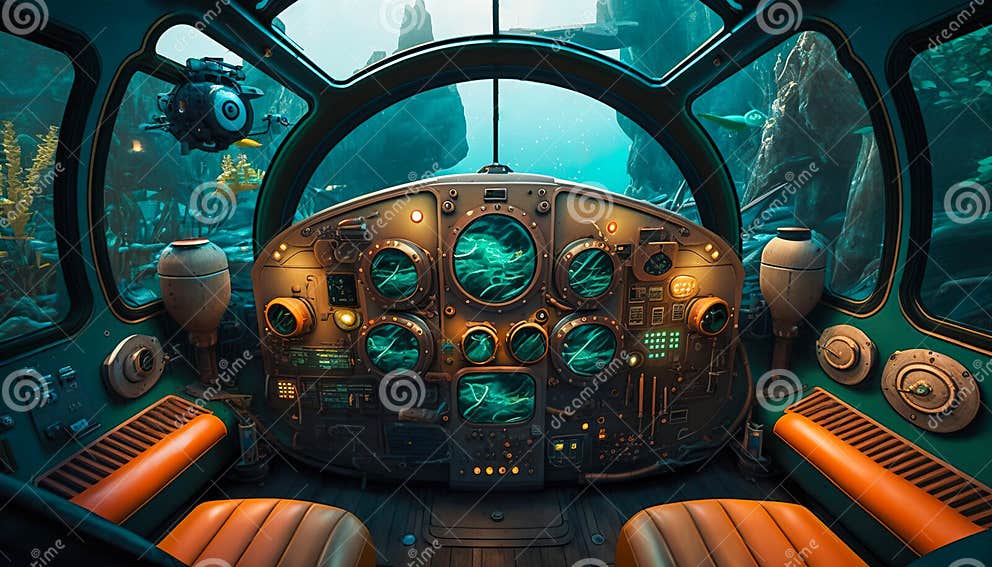 Submarine Control Room, Inside View of a Modern Submarine Cockpit ...