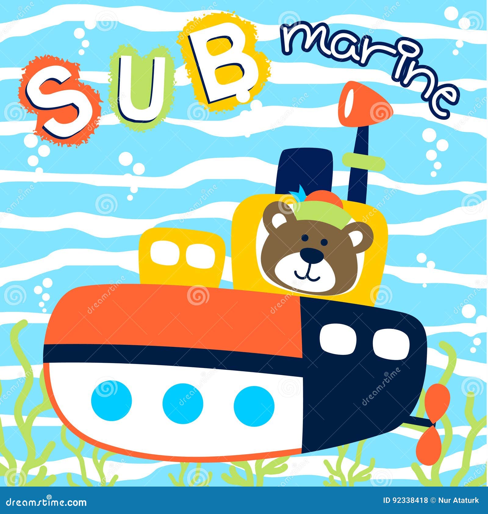 Submarine stock vector. Illustration of submarine, animal - 92338418