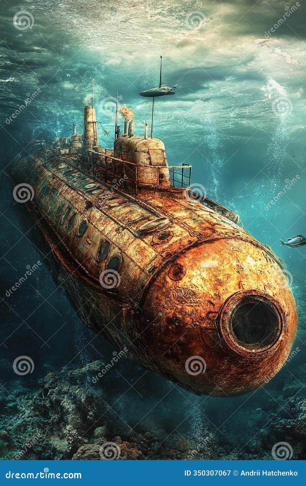 A Submarine Explorer Mapping Underwater Kingdoms Royalty-Free Stock ...