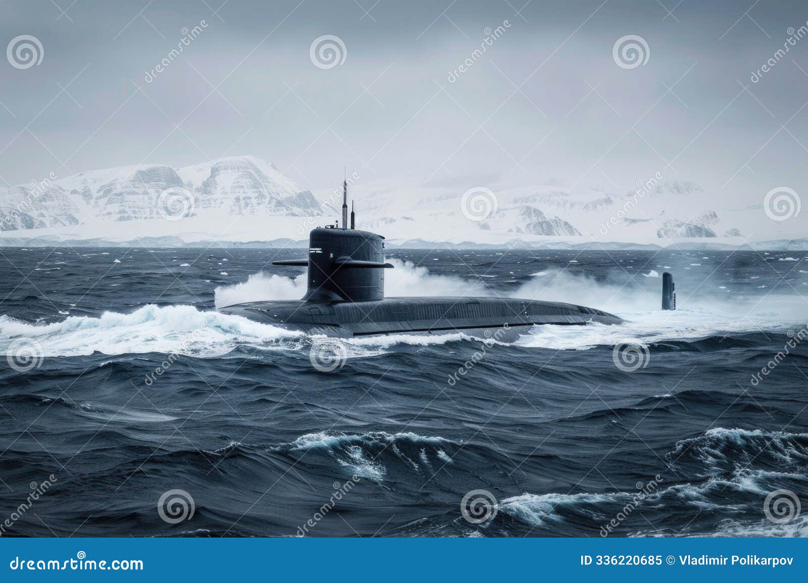 A Submarine Floating in the Middle of the Ocean, Surrounded by Water ...