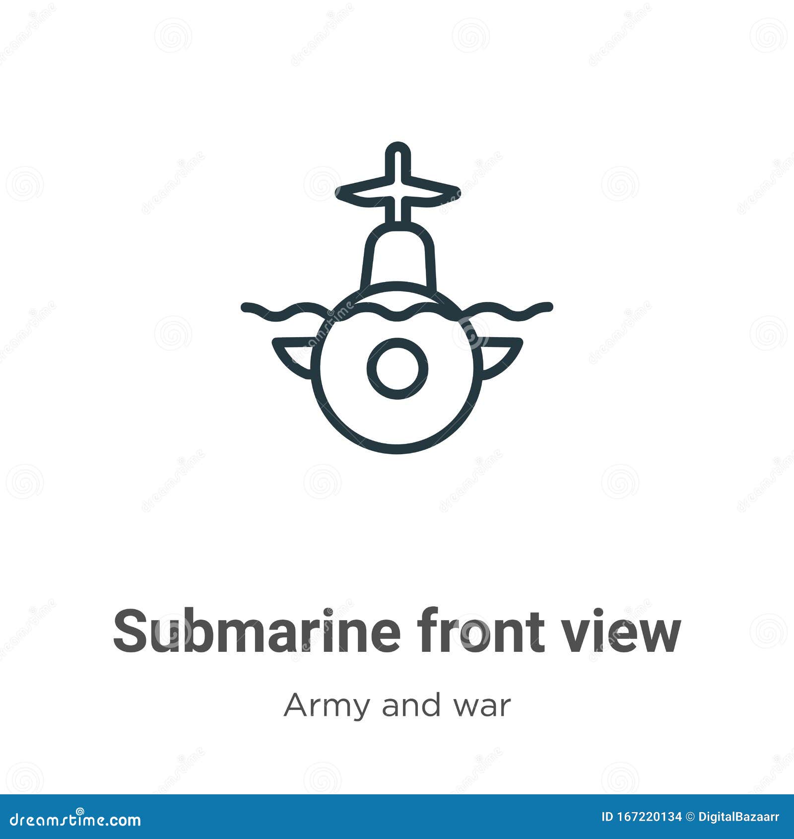 Submarine Front View Outline Vector Icon. Thin Line Black Submarine ...