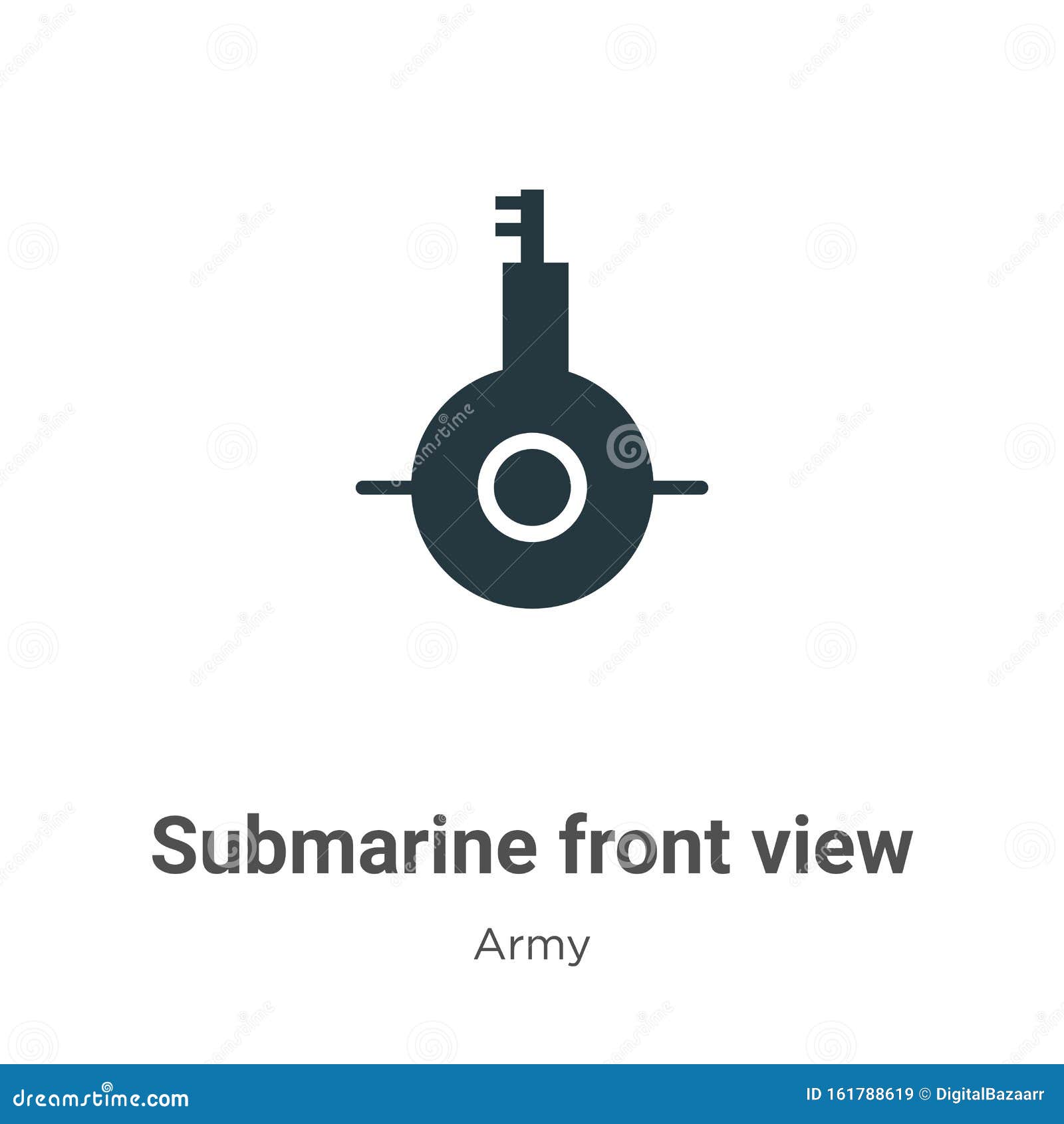 Submarine Front View Vector Icon On White Background. Flat Vector ...