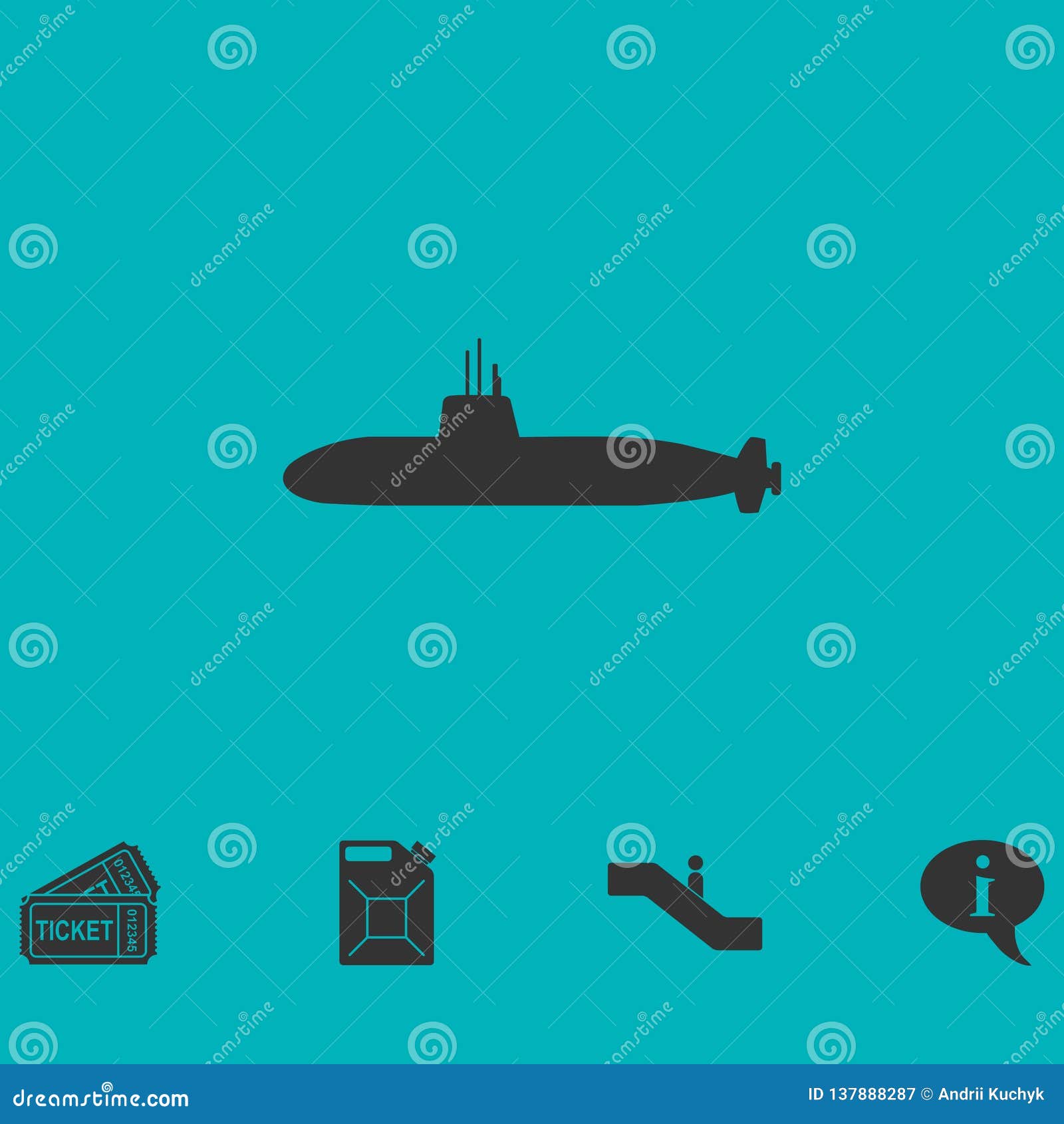 Submarine icon flat stock vector. Illustration of cartoon - 137888287