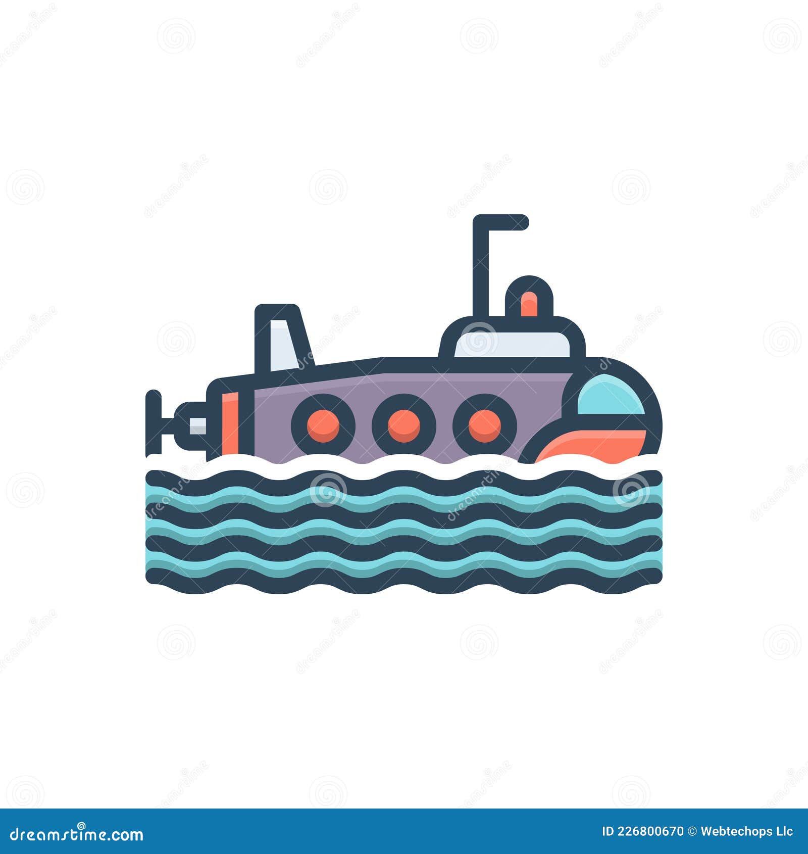 Two Color Submarine Front View Vector Icon From Army And War Concept ...