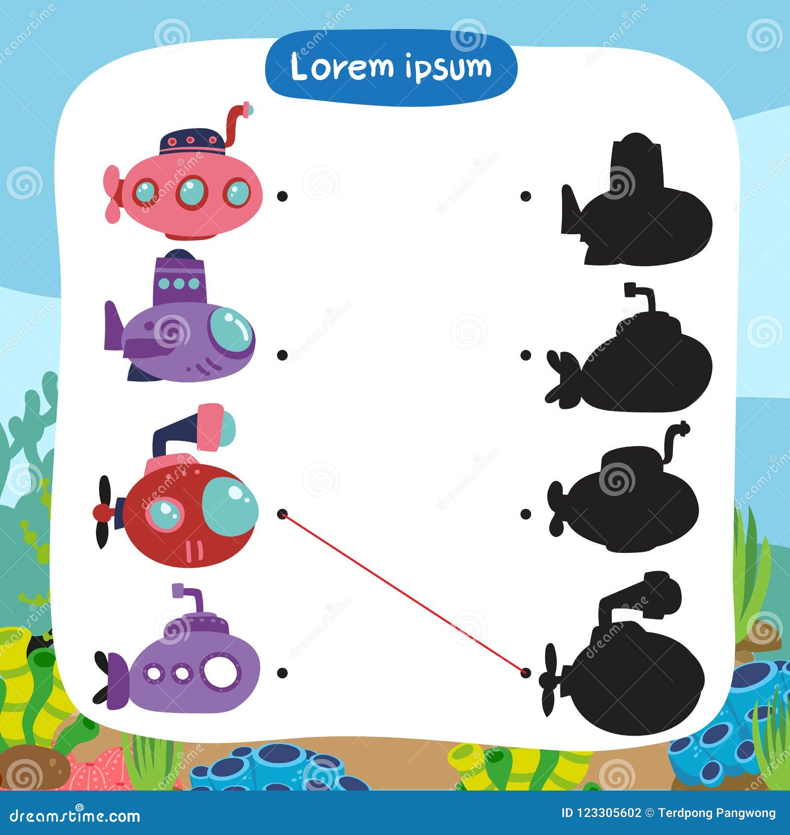 Submarine Matching Game Vector Design Stock Vector - Illustration of ...