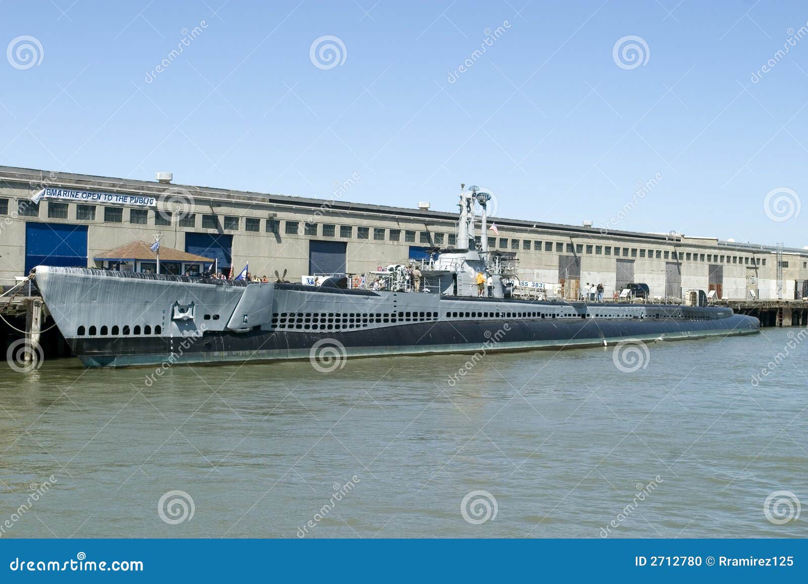 Submarine parked in dock stock photo. Image of ocean, diving - 2712780
