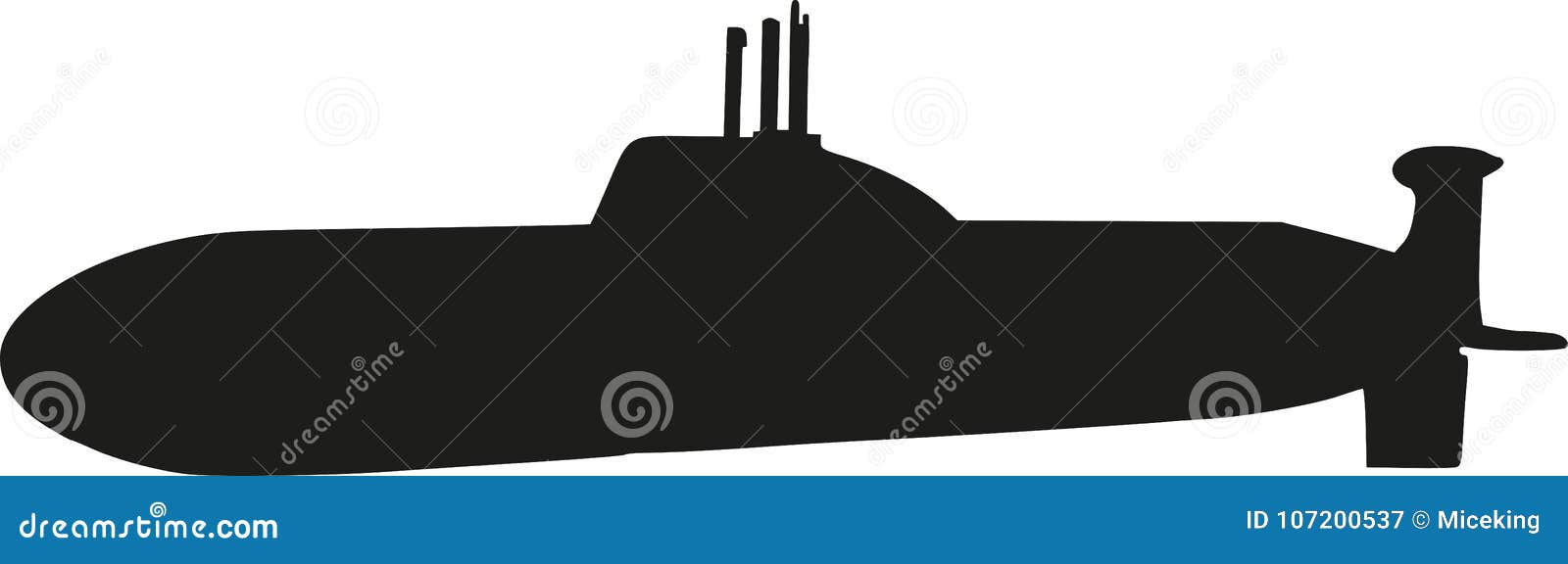 Submarine with Periscope Silhouette Stock Vector - Illustration of ...