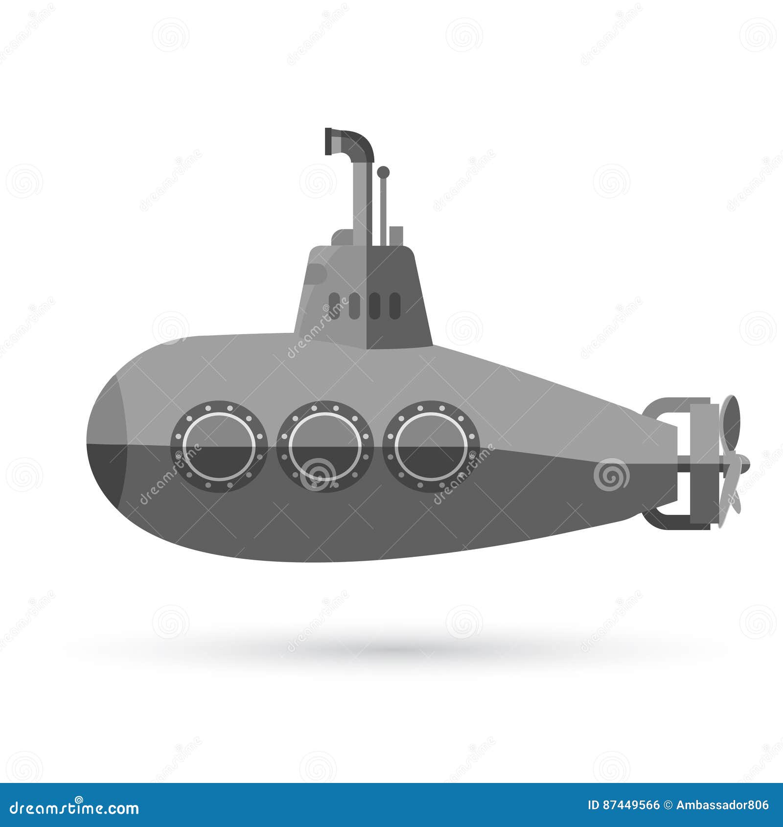 Submarine with periscope stock vector. Illustration of isolated - 87449566