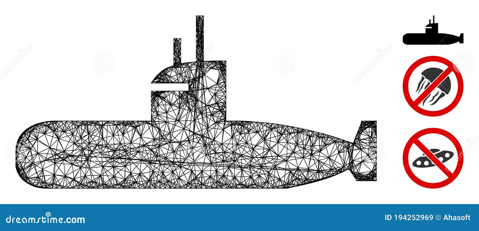 Submarine Polygonal Web Vector Mesh Illustration Stock Vector ...