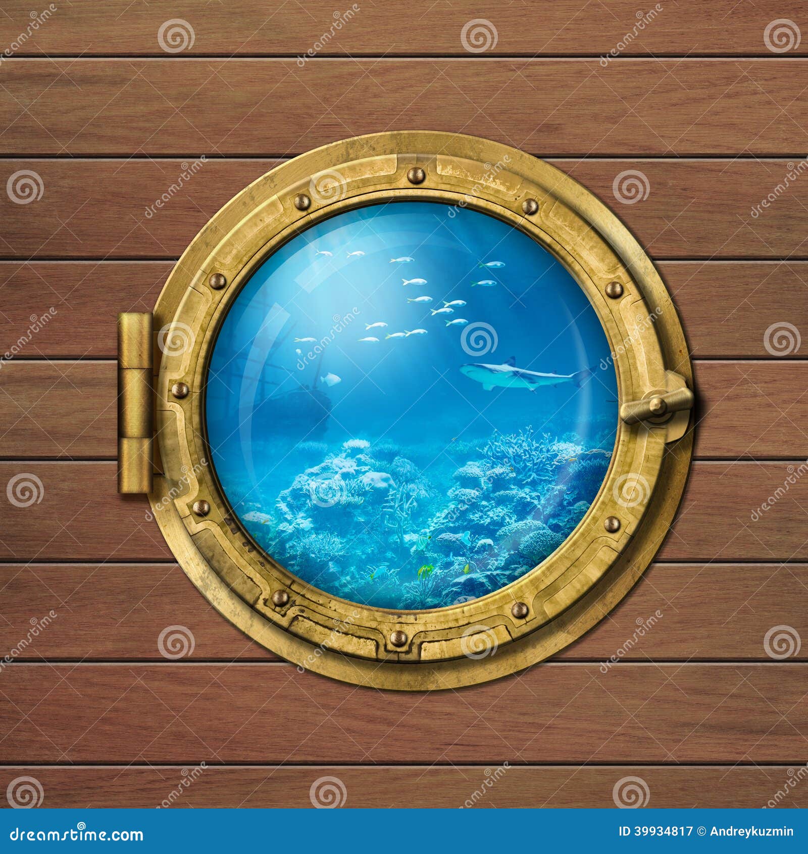 Submarine Porthole Underwater Stock Image - Image of porthole, design ...