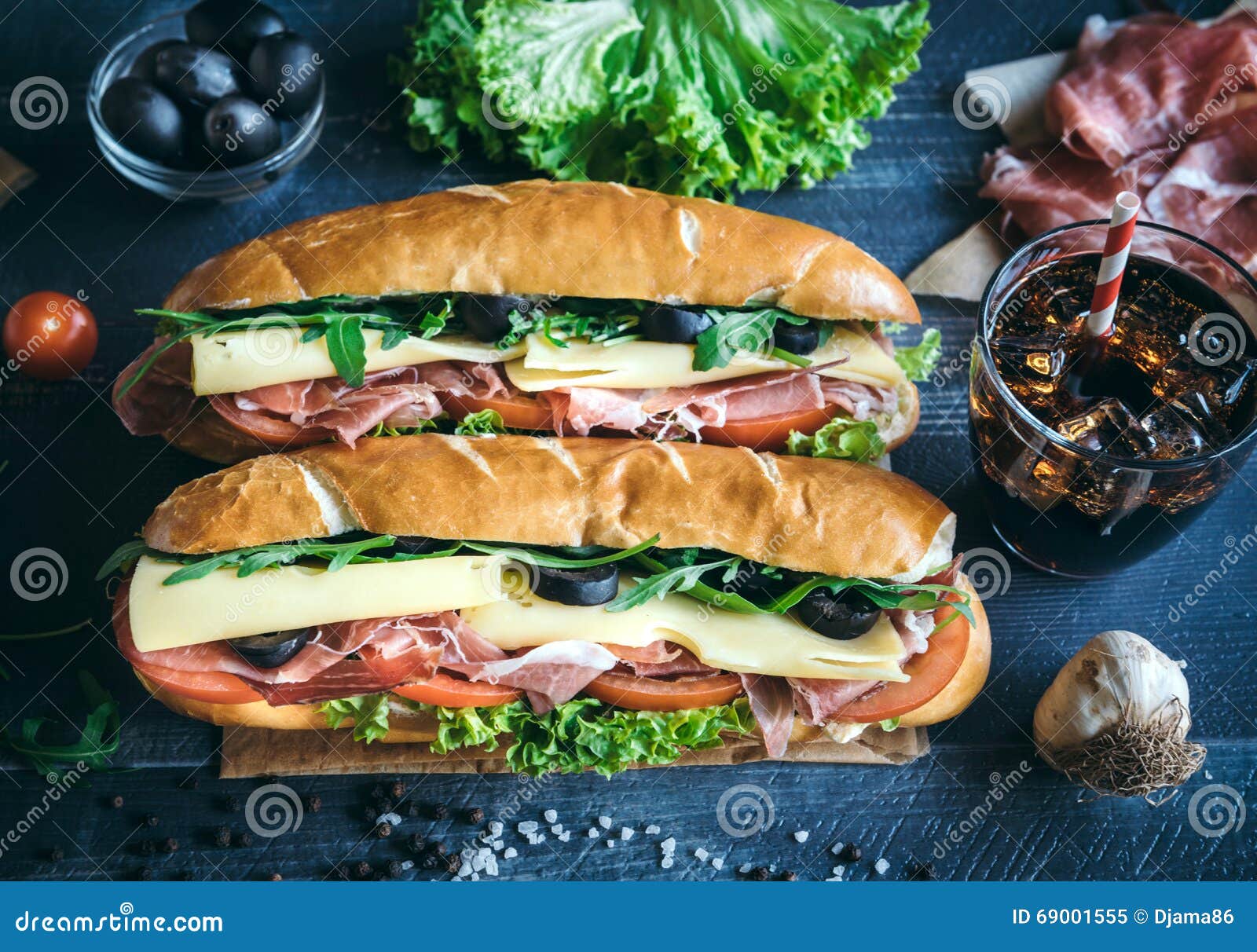Submarine Sandwiches Served Stock Image - Image of sandwiches, roll ...