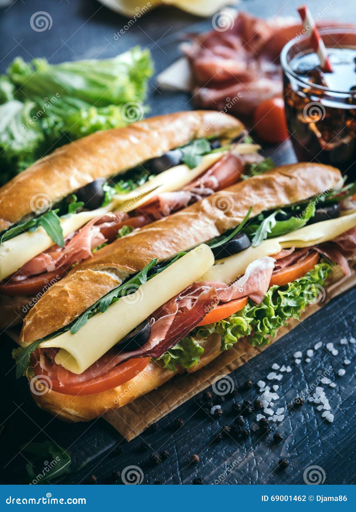 Submarine Sandwiches Served Stock Photo - Image of cheese, oblong: 69001462