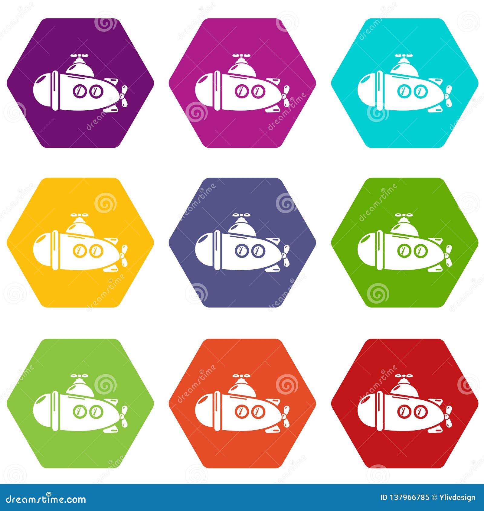 Submarine Sea Icons Set 9 Vector Stock Vector - Illustration of ...