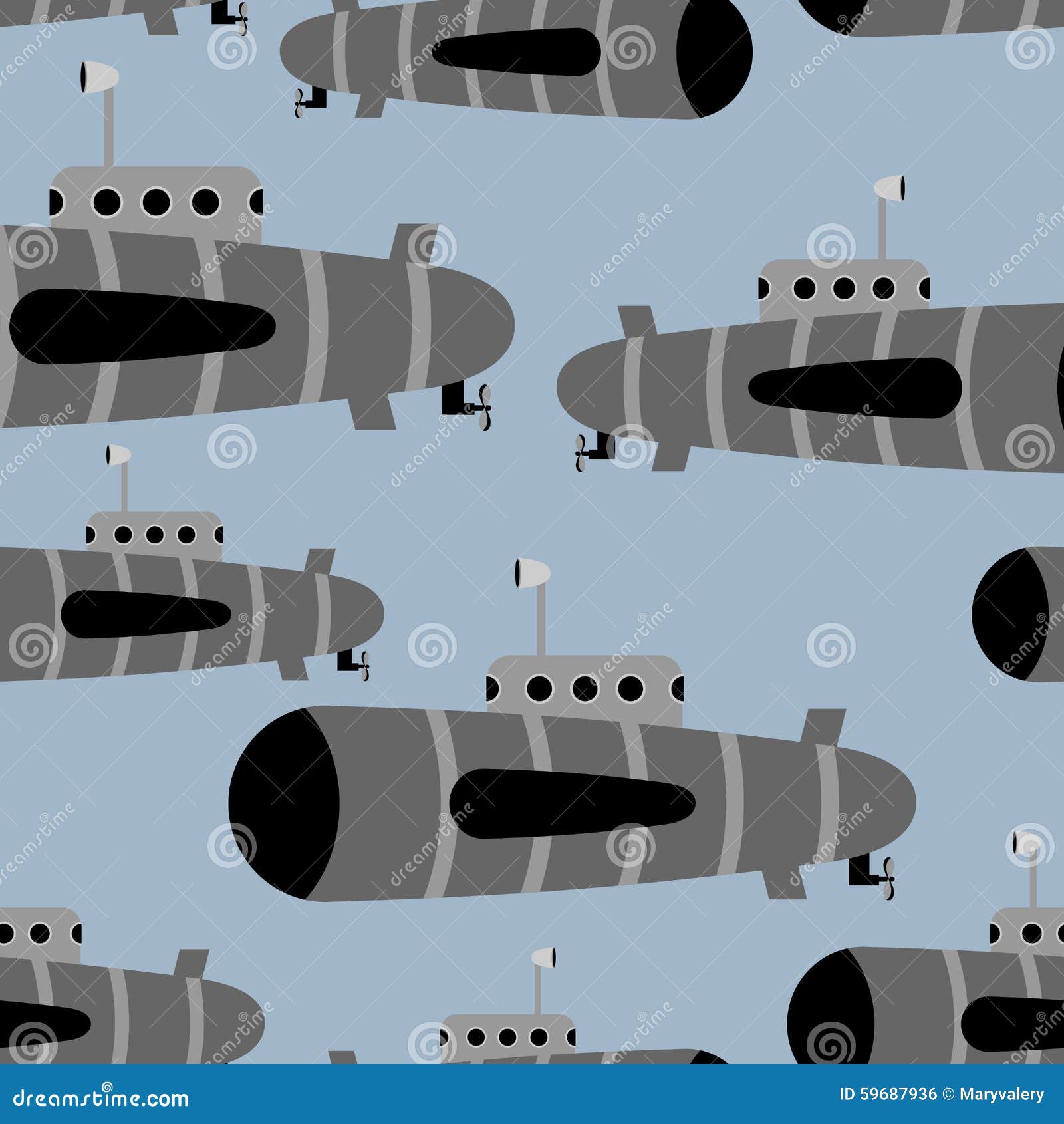 Submarine Seamless Pattern. Vector Background of Underwater Ship Stock ...