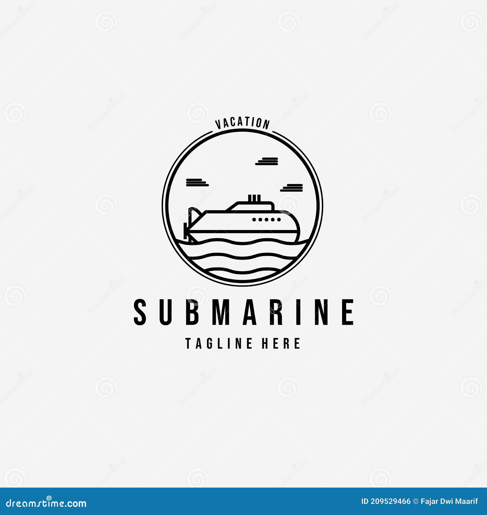 Submarine Ship Logo Vector Illustration Design Line Art Emblem Stock ...