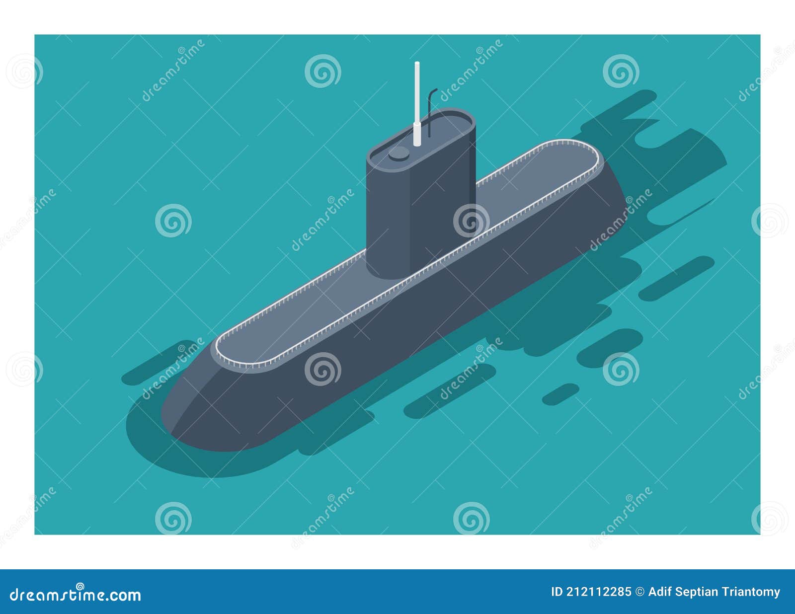 Submarine. Simple Flat Illustration. Isometric View. Stock Vector ...