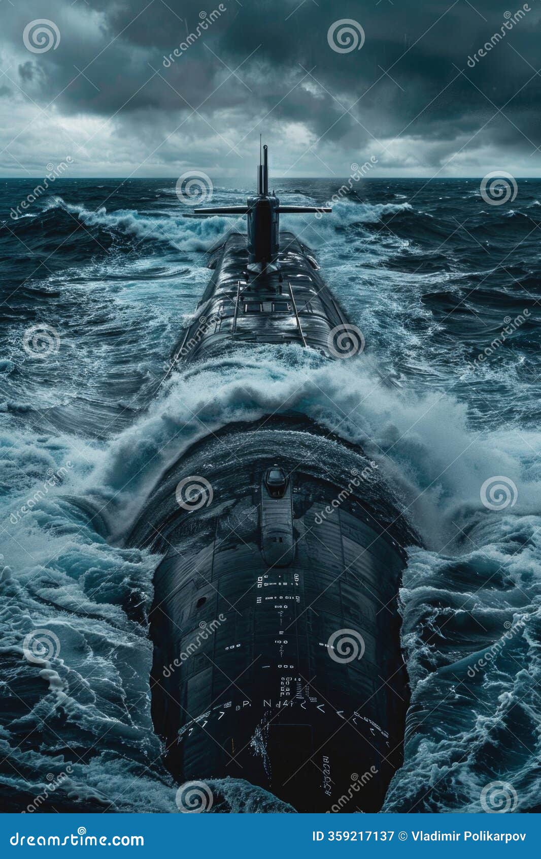 A Submarine Submerged in the Open Ocean Stock Image - Image of ...