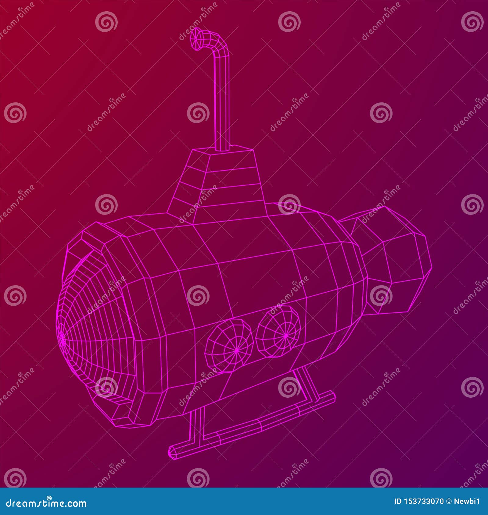 Submarine Underwater Boat Wireframe. Stock Vector - Illustration of ...