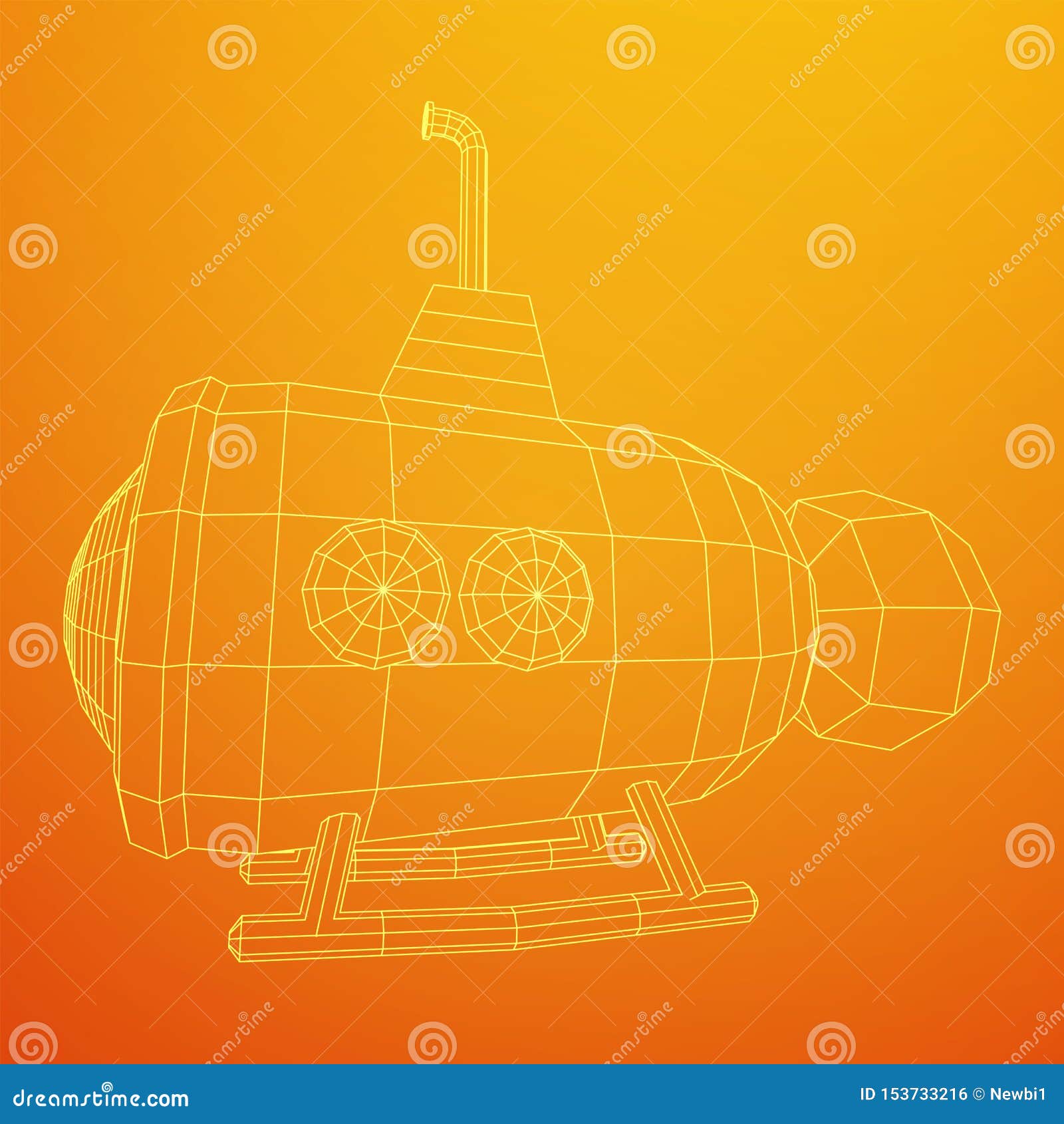 Submarine Underwater Boat Wireframe. Stock Vector - Illustration of ...
