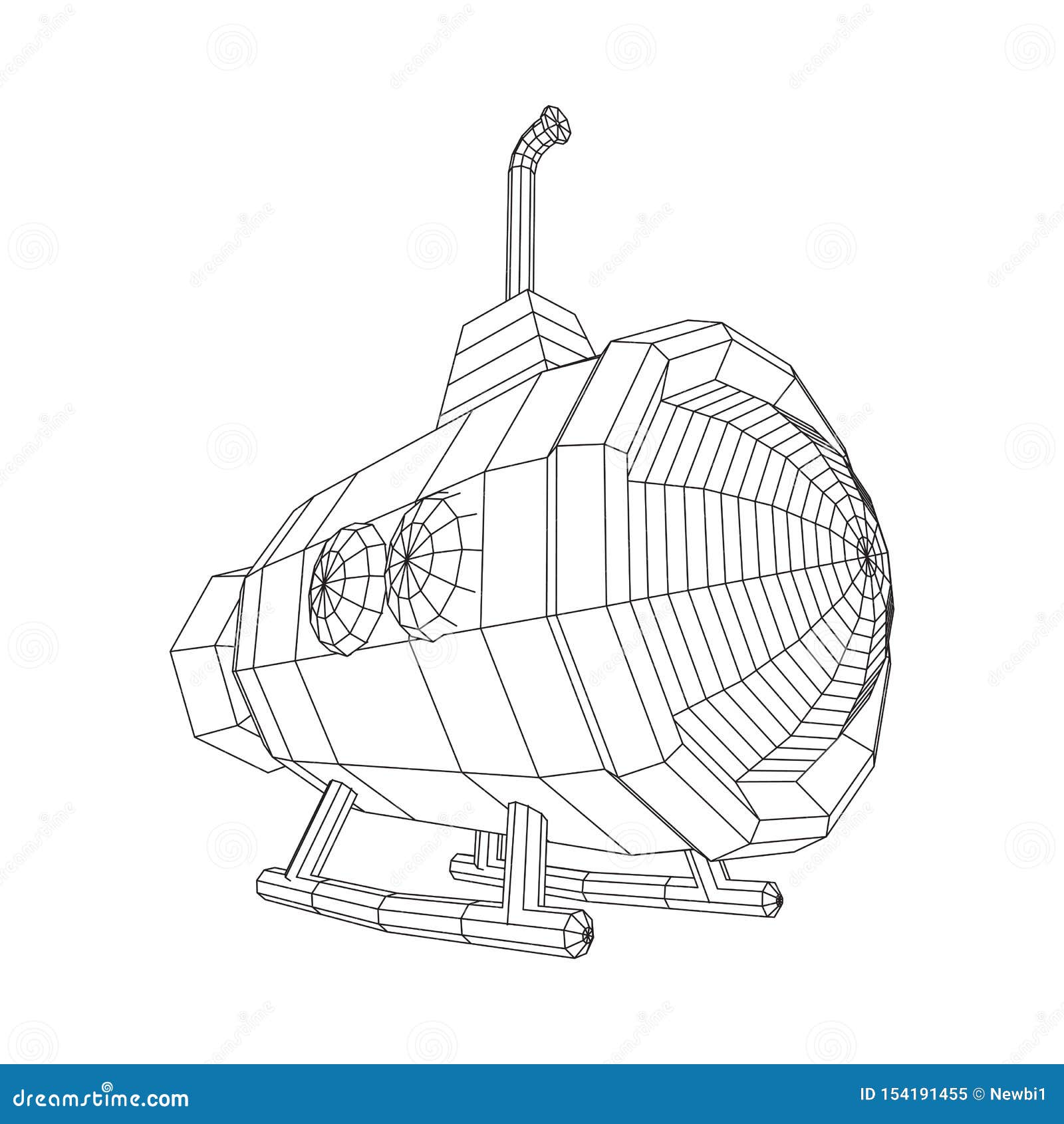 Submarine Underwater Boat Wireframe. Stock Vector - Illustration of ...