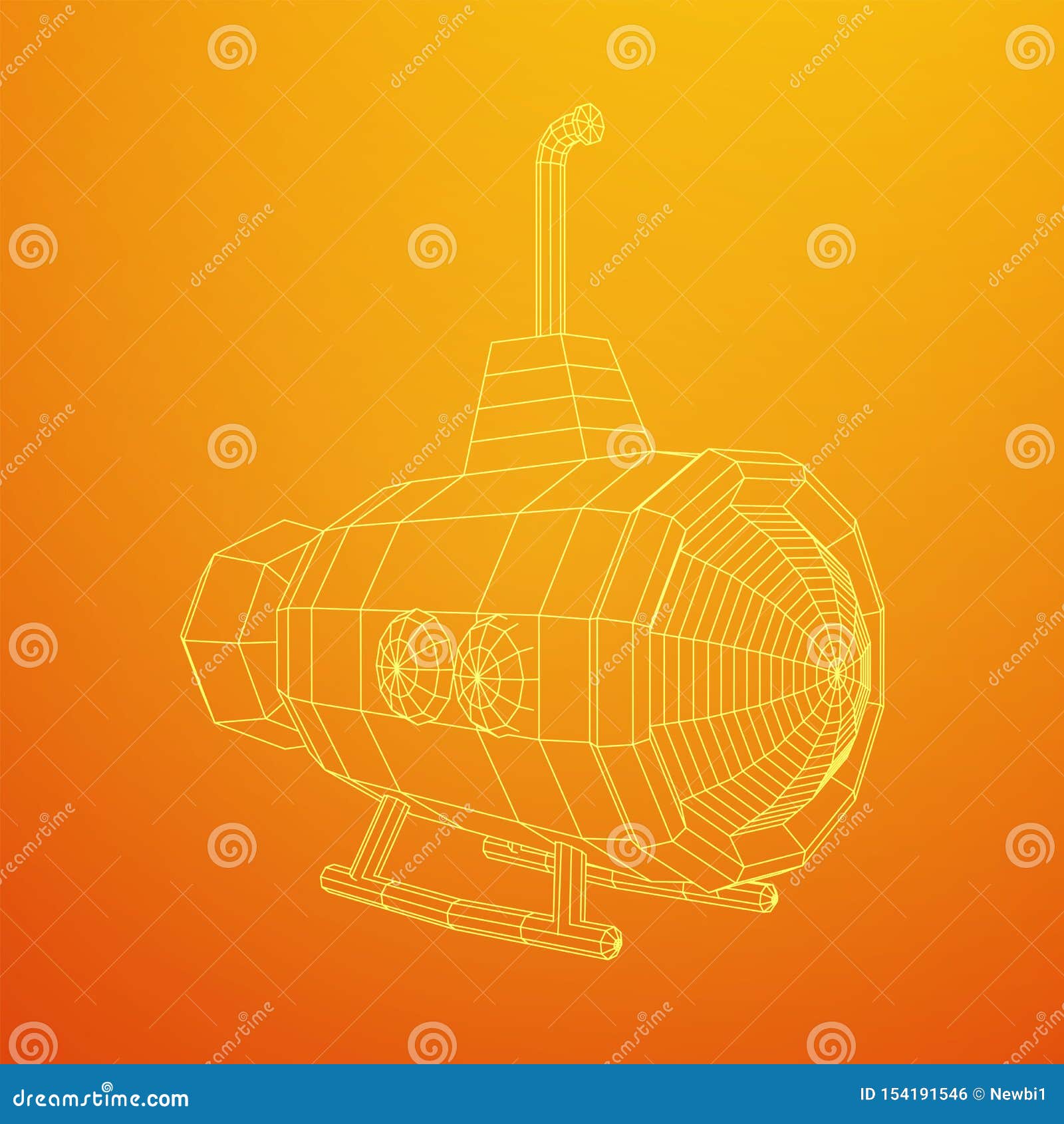 Submarine Underwater Boat Wireframe. Stock Vector - Illustration of ...