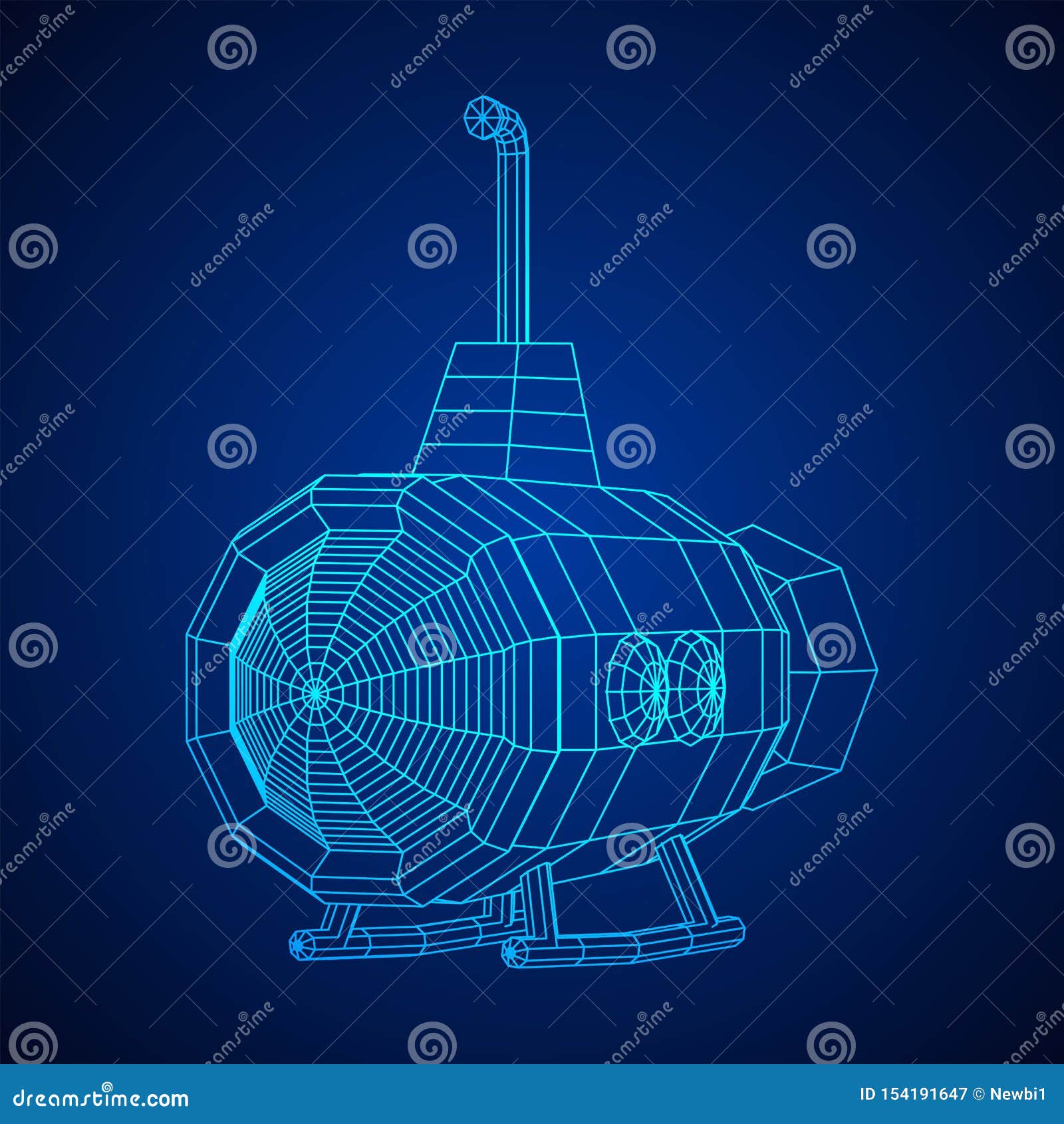 Submarine Underwater Boat Wireframe. Stock Vector - Illustration of ...