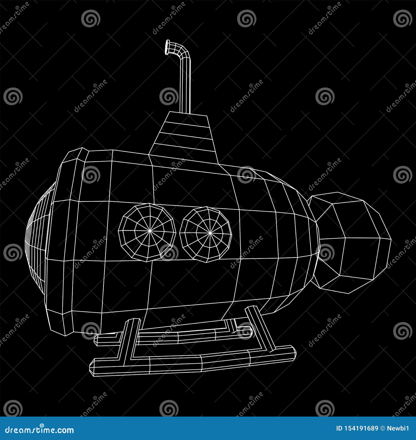 Submarine Underwater Boat Wireframe. Stock Vector - Illustration of ...