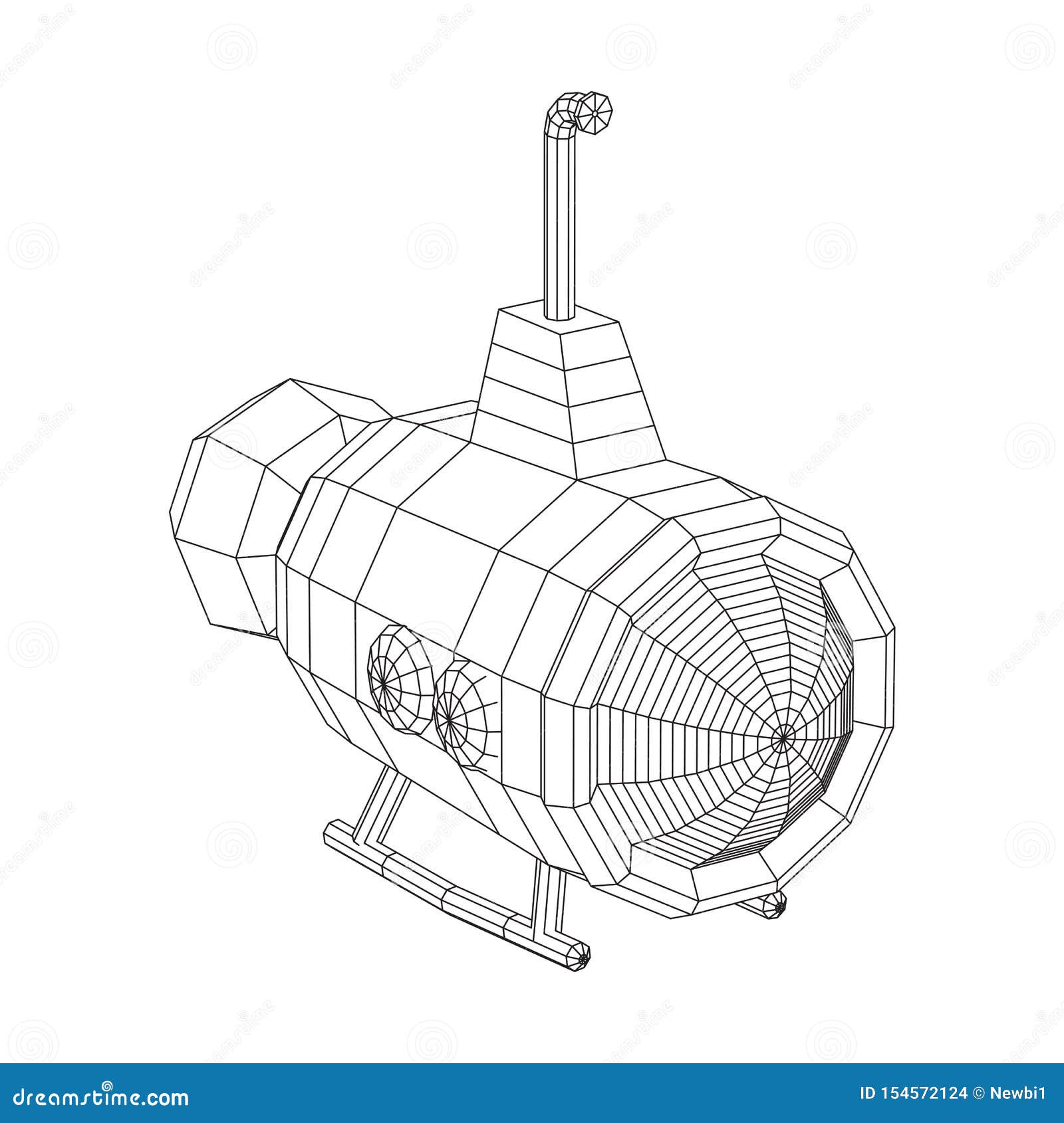 Submarine Underwater Boat Wireframe. Stock Vector - Illustration of ...