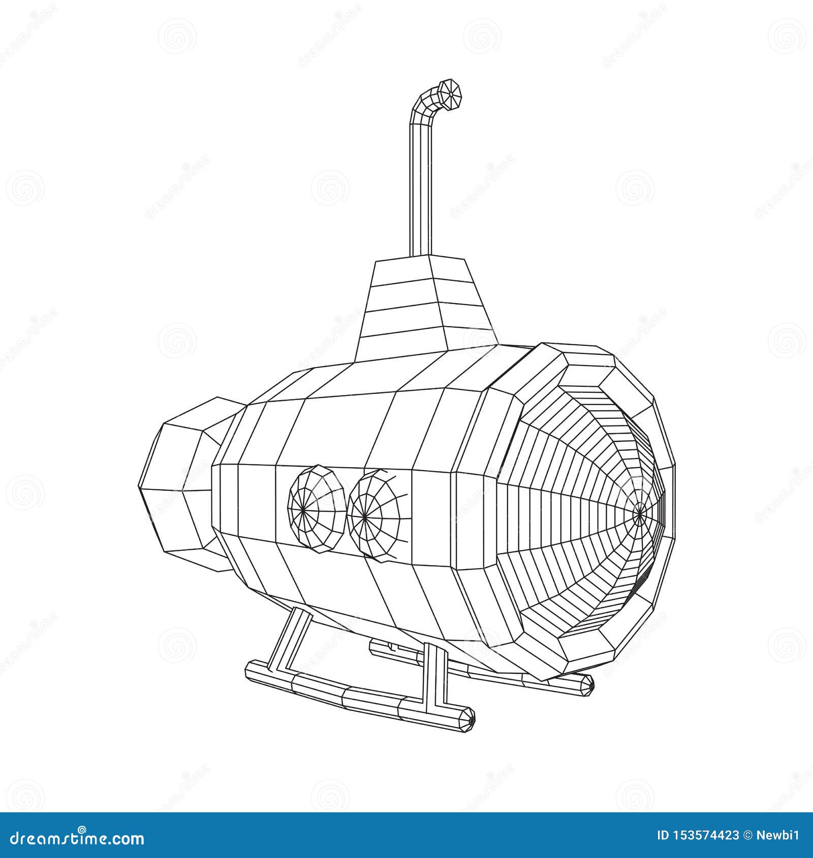 Submarine Underwater Boat Wireframe. Stock Vector - Illustration of ...