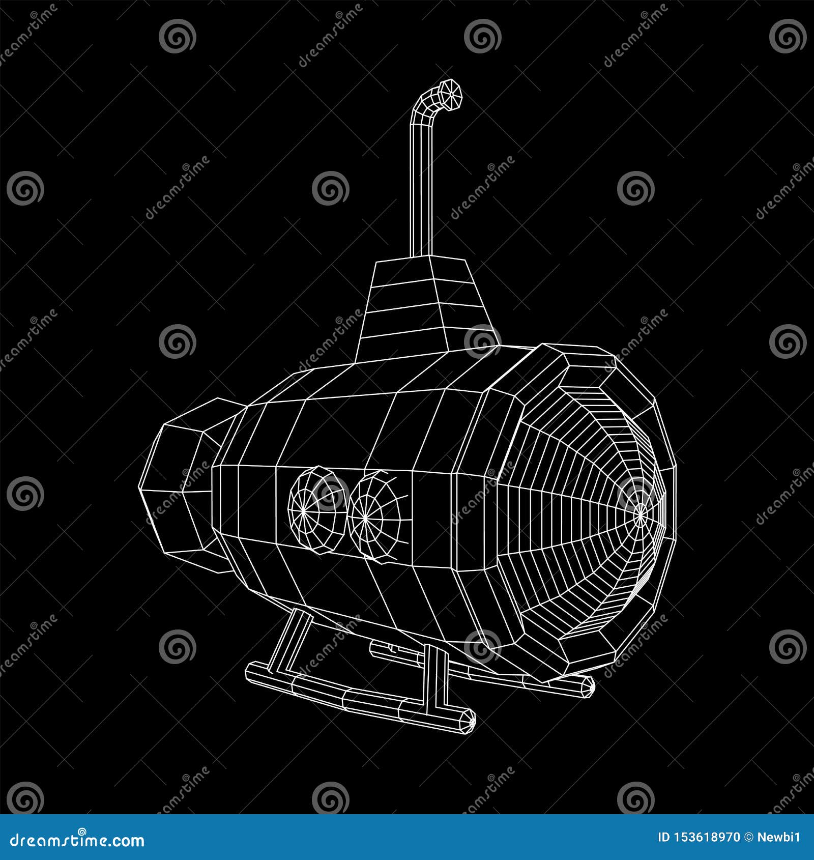 Submarine Underwater Boat Wireframe. Stock Vector - Illustration of ...