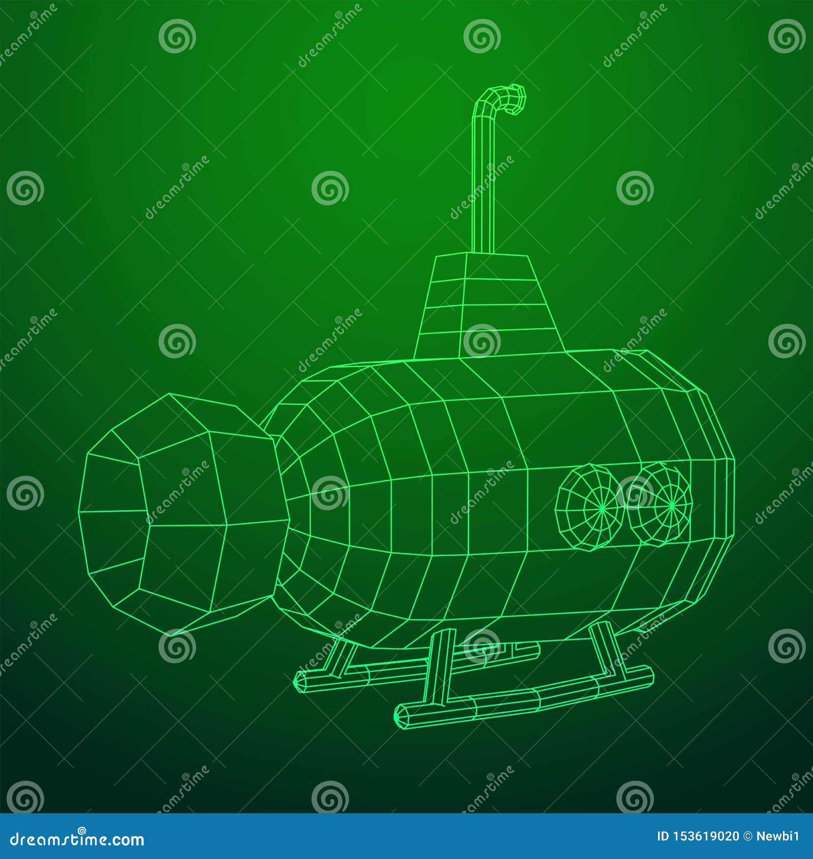 Submarine Underwater Boat Wireframe. Stock Vector - Illustration of ...