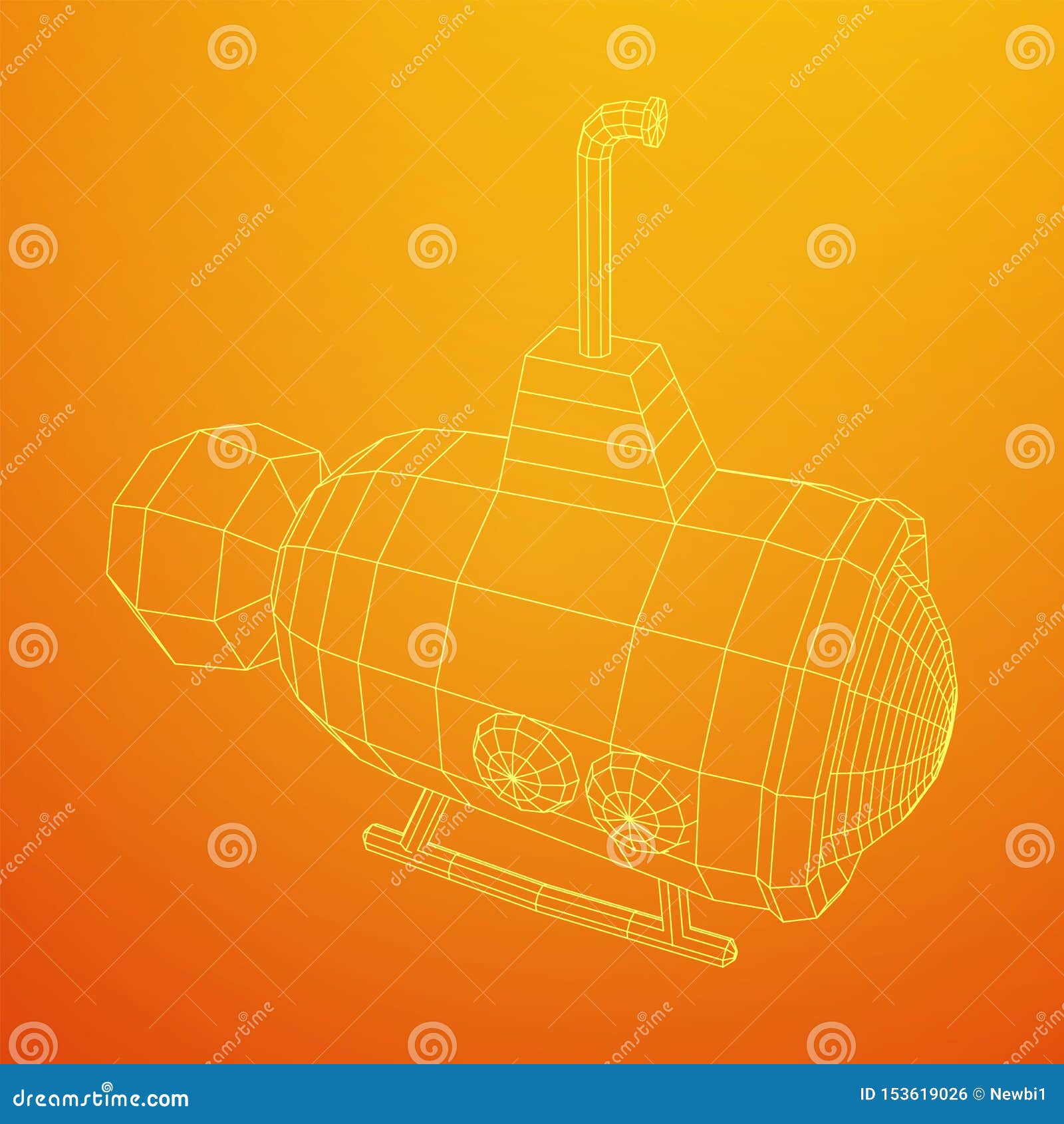 Submarine Underwater Boat Wireframe. Stock Vector - Illustration of ...