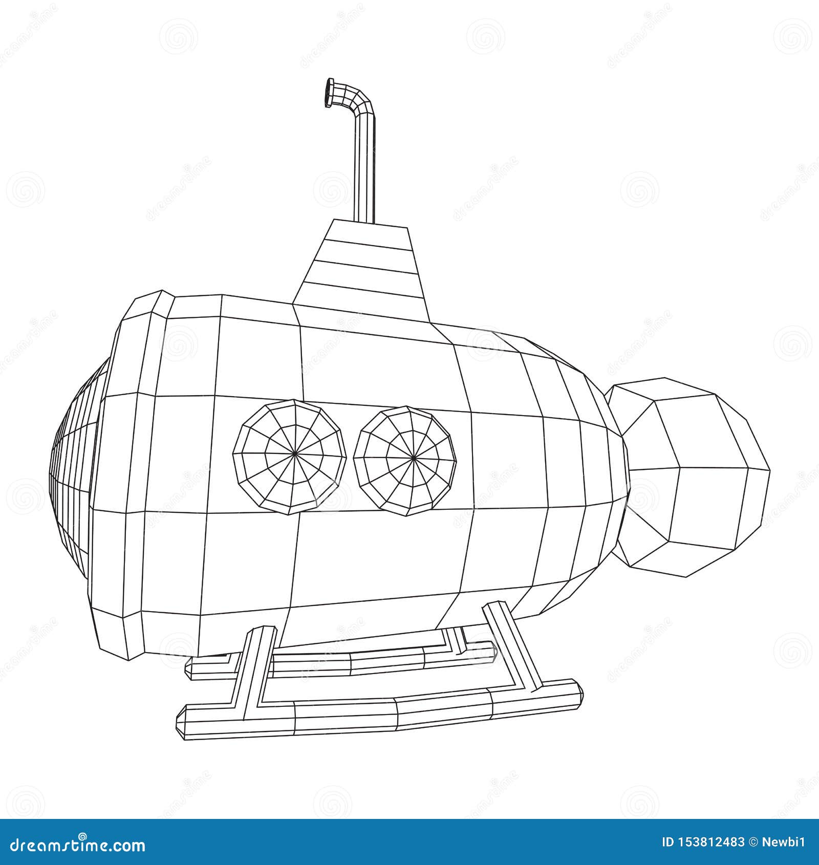 Submarine Underwater Boat Wireframe. Stock Vector - Illustration of ...